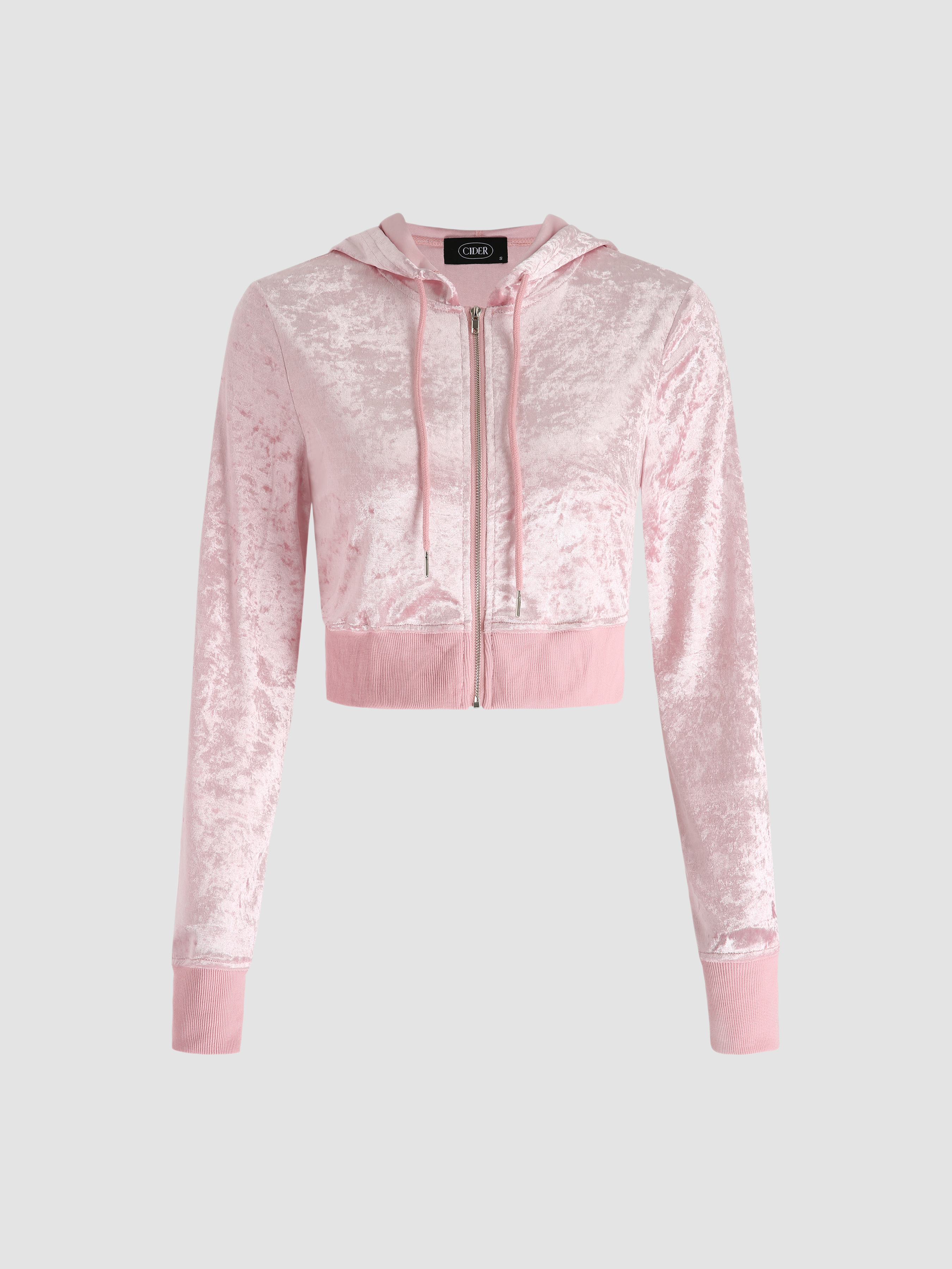 Pink Mood Zip Up Crop Top - Cider