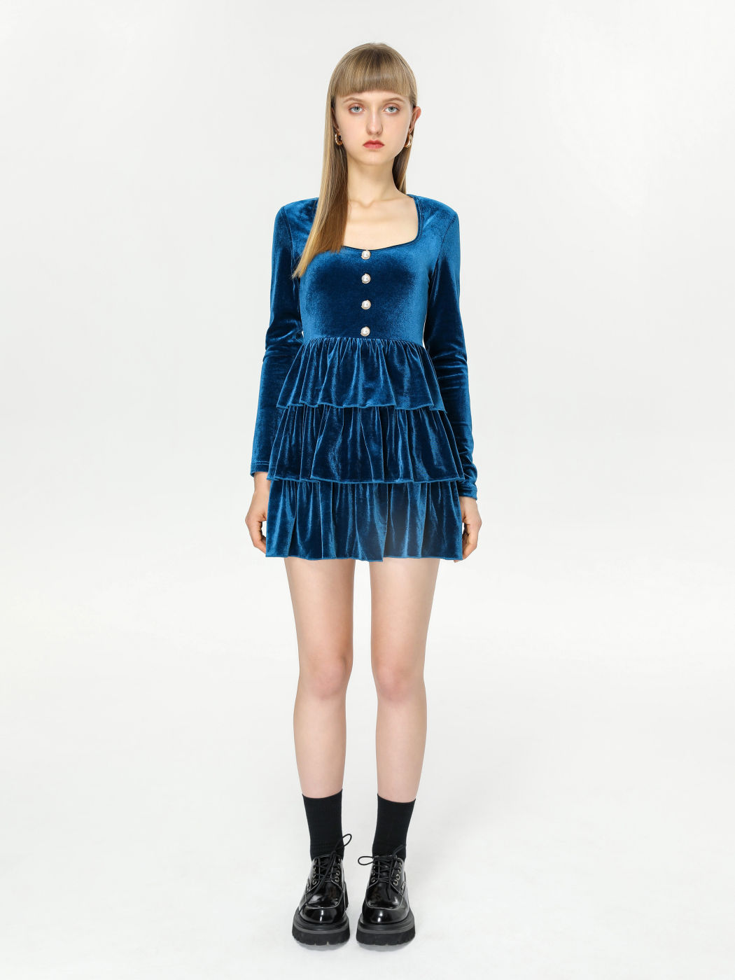 Velvet Layers Mini Dress - Cider