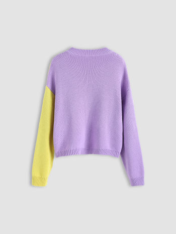 Cute Flower Two-Tone Sweater