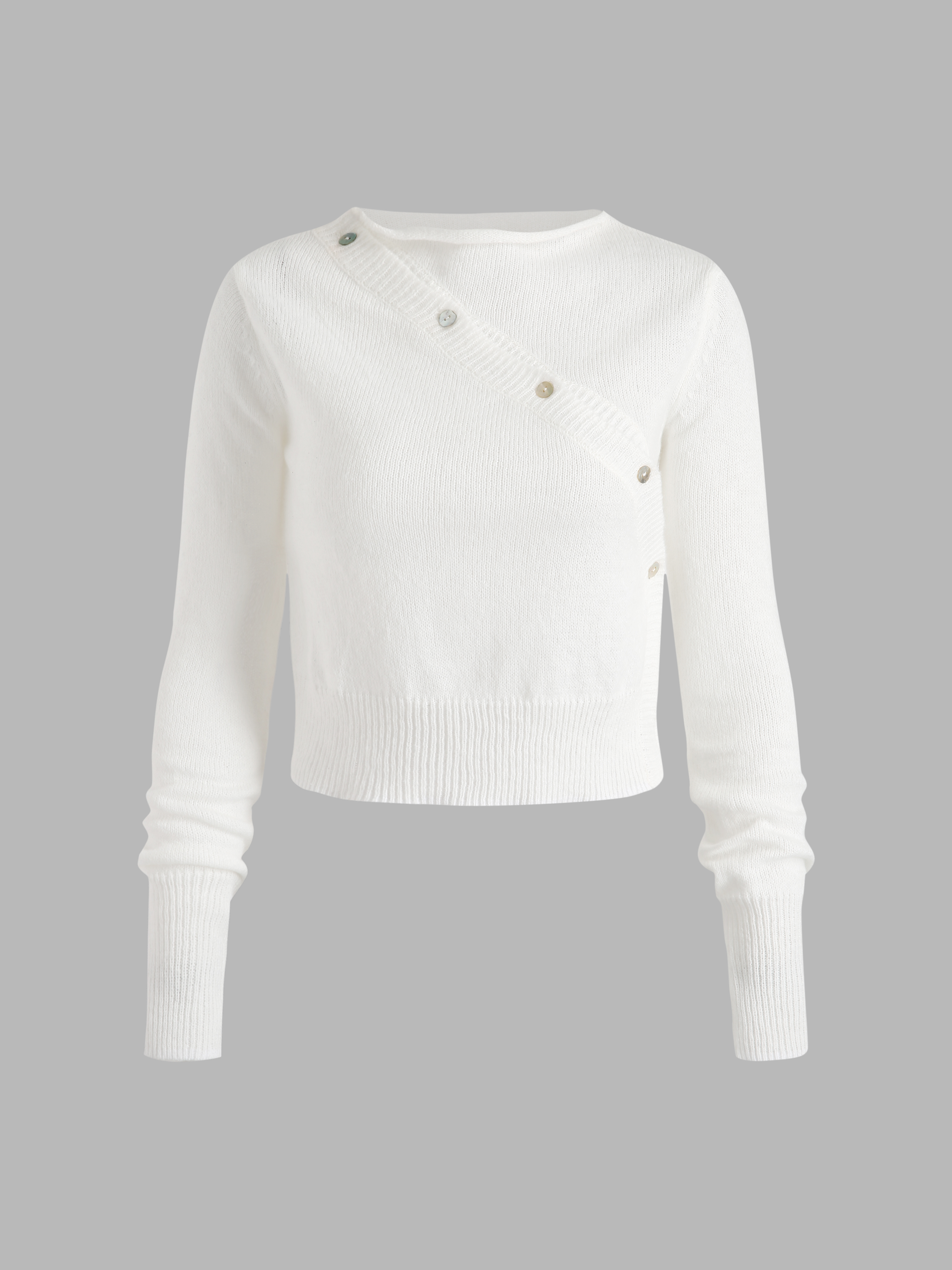 Irregular Button Line Sweater - Cider