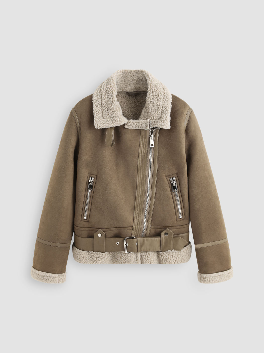 Retro Teddy Patchy Coat - Cider