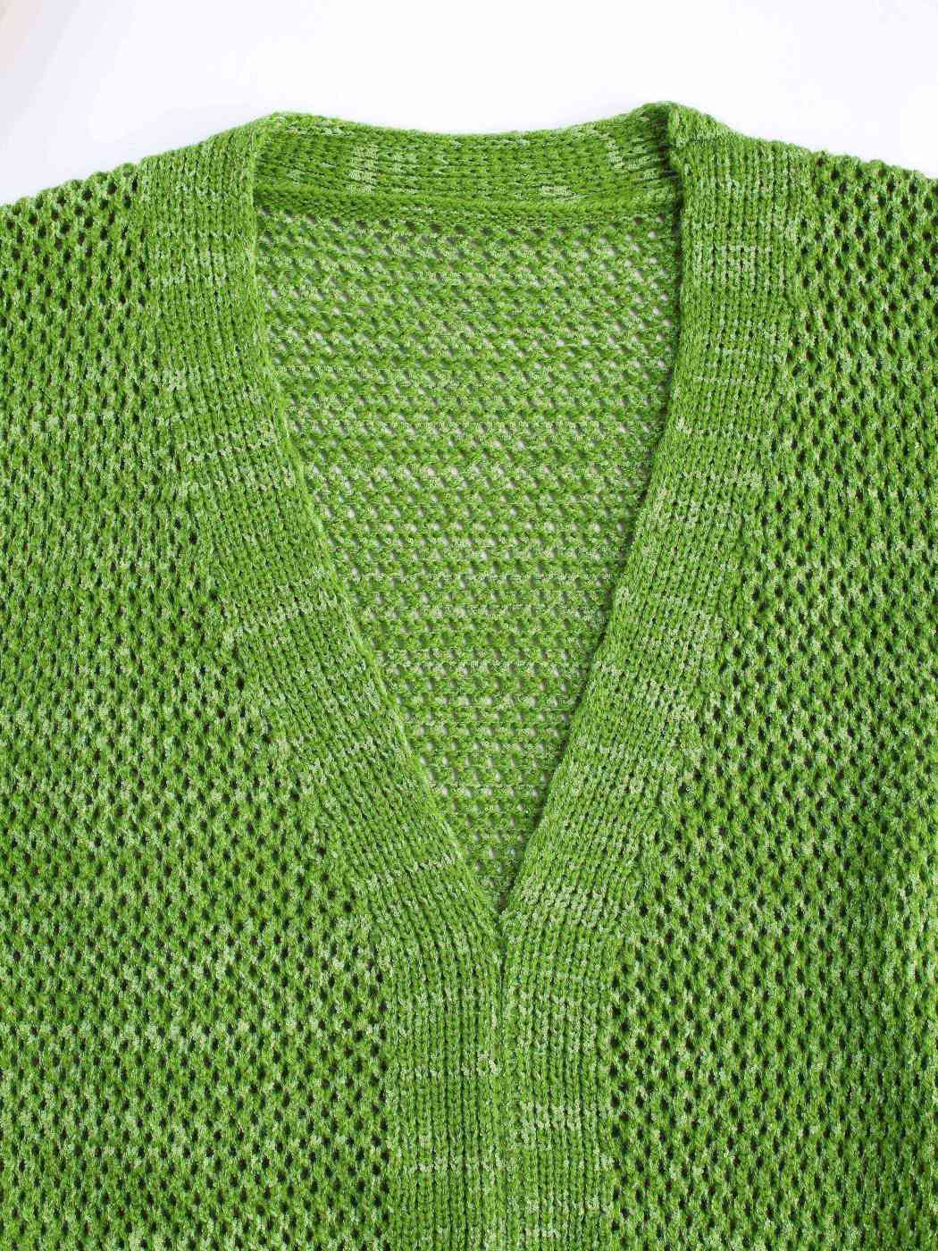 Knit Fabric Green Solid Knit Vest For Picnic Daily Casual School