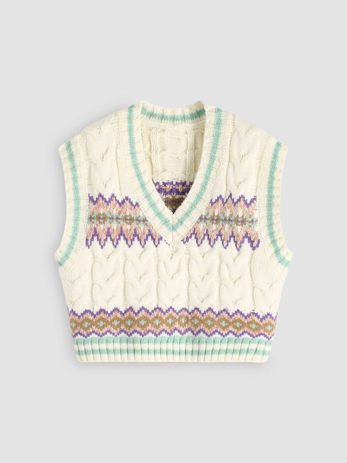 Retro Jacquard Vest - Cider