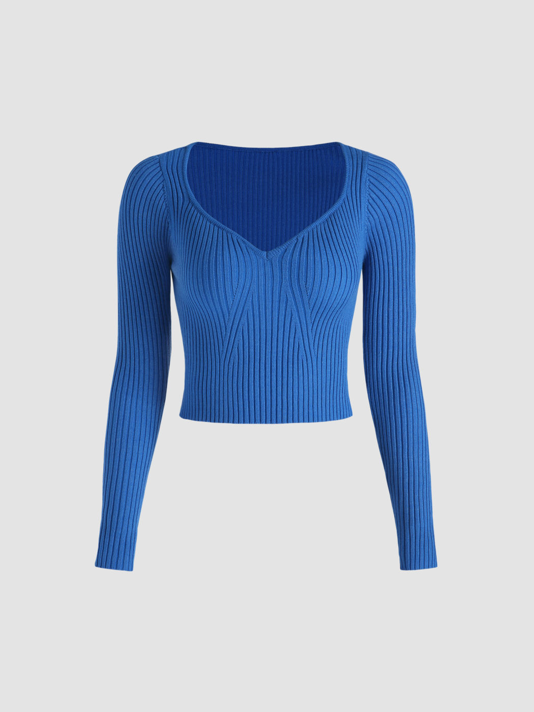 Blue Solid Knit Top