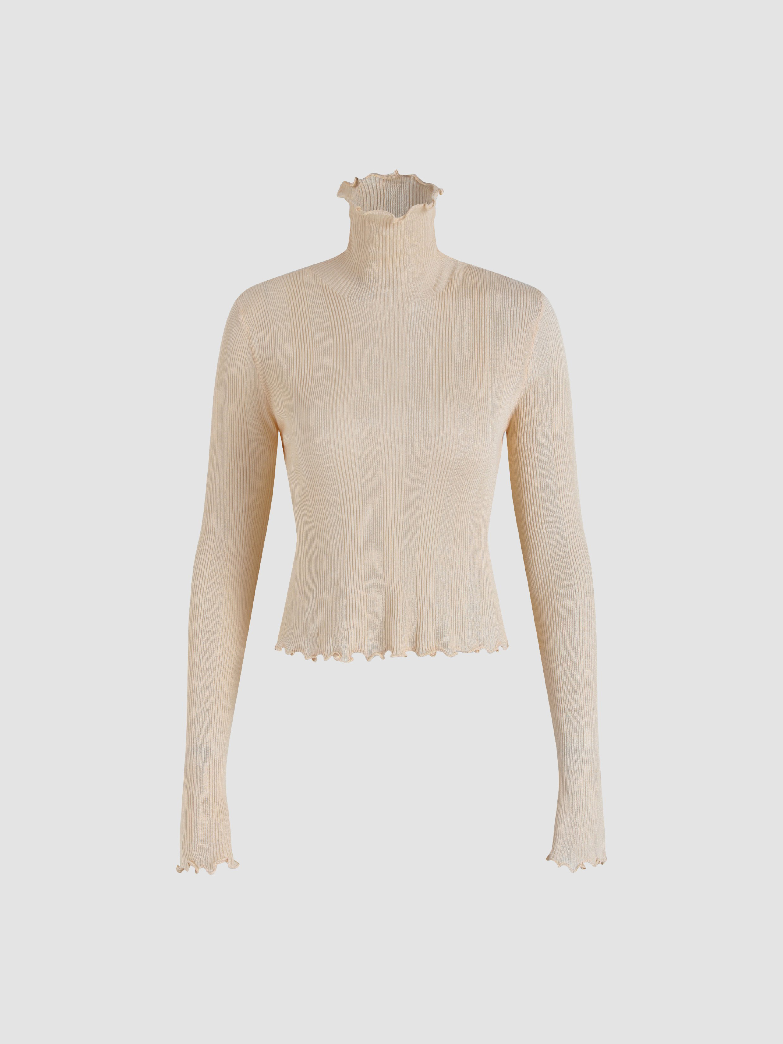 Solid High Neck Sweater - Cider