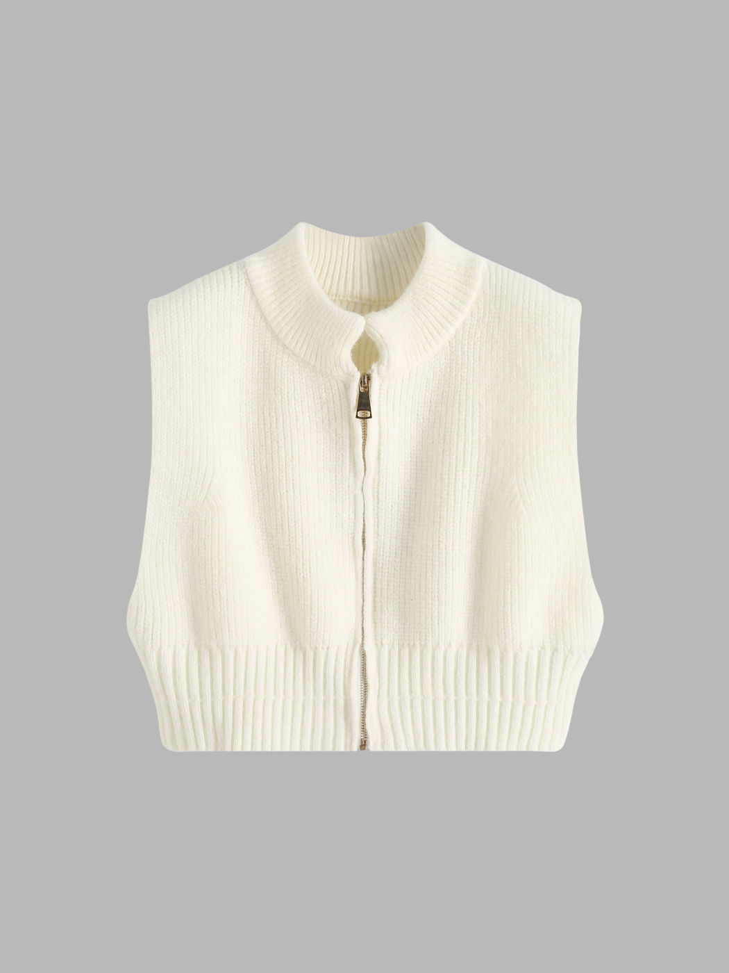 White Zip Up Knit Vest For School Daily Casual