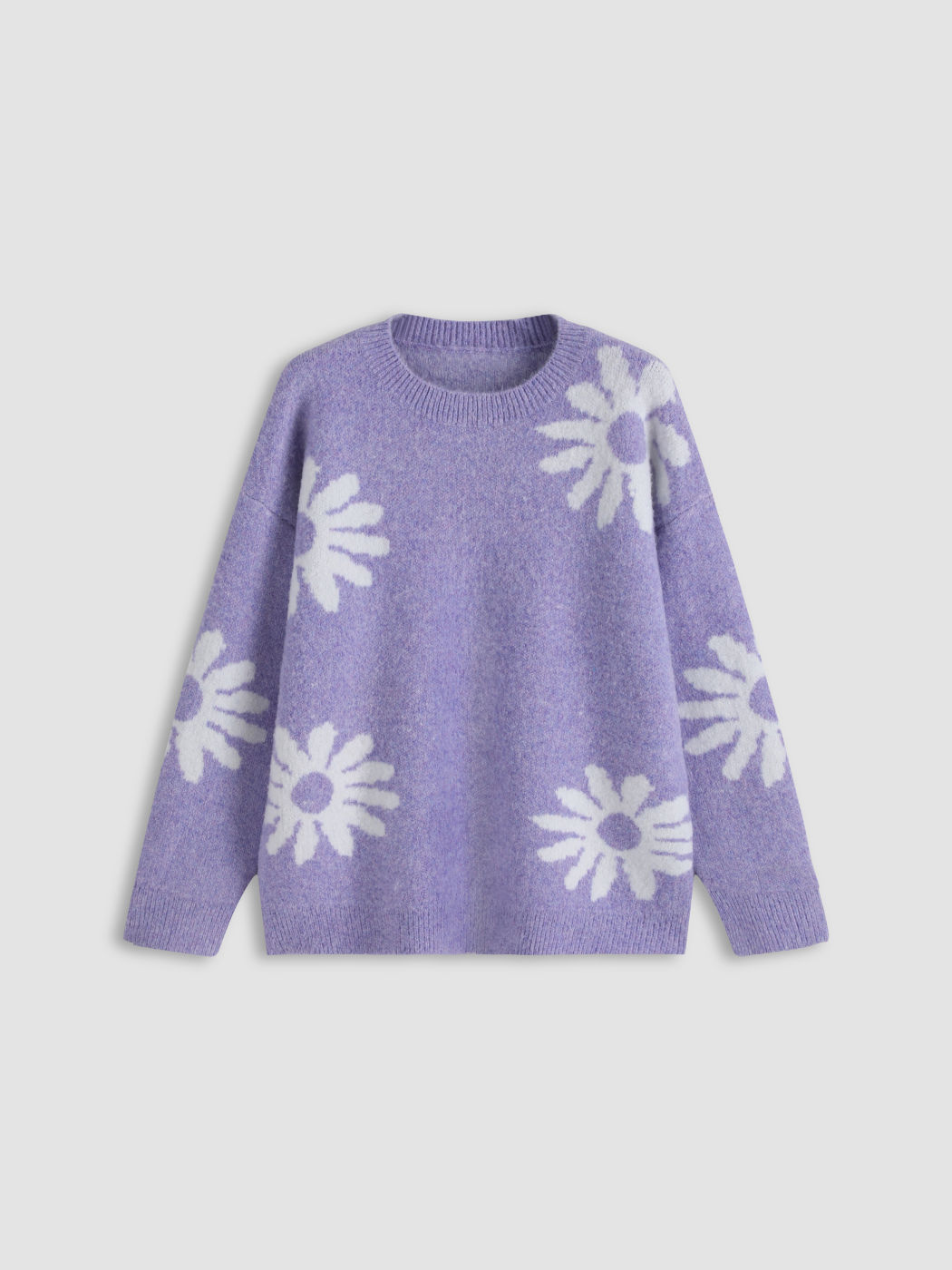 Sunflower Pattern Purple Sweater