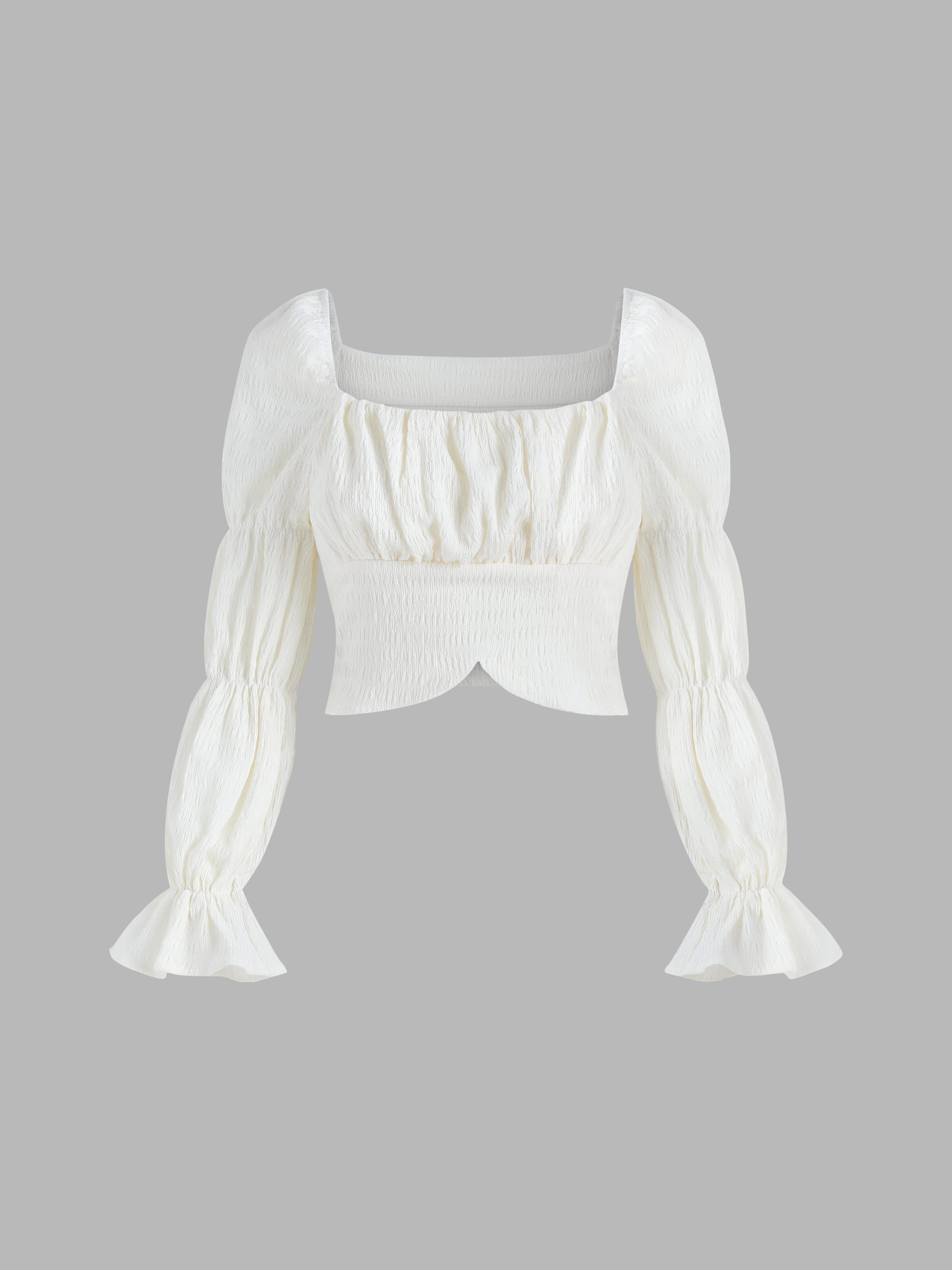 Square Neck Long Sleeve Crop Top - Cider