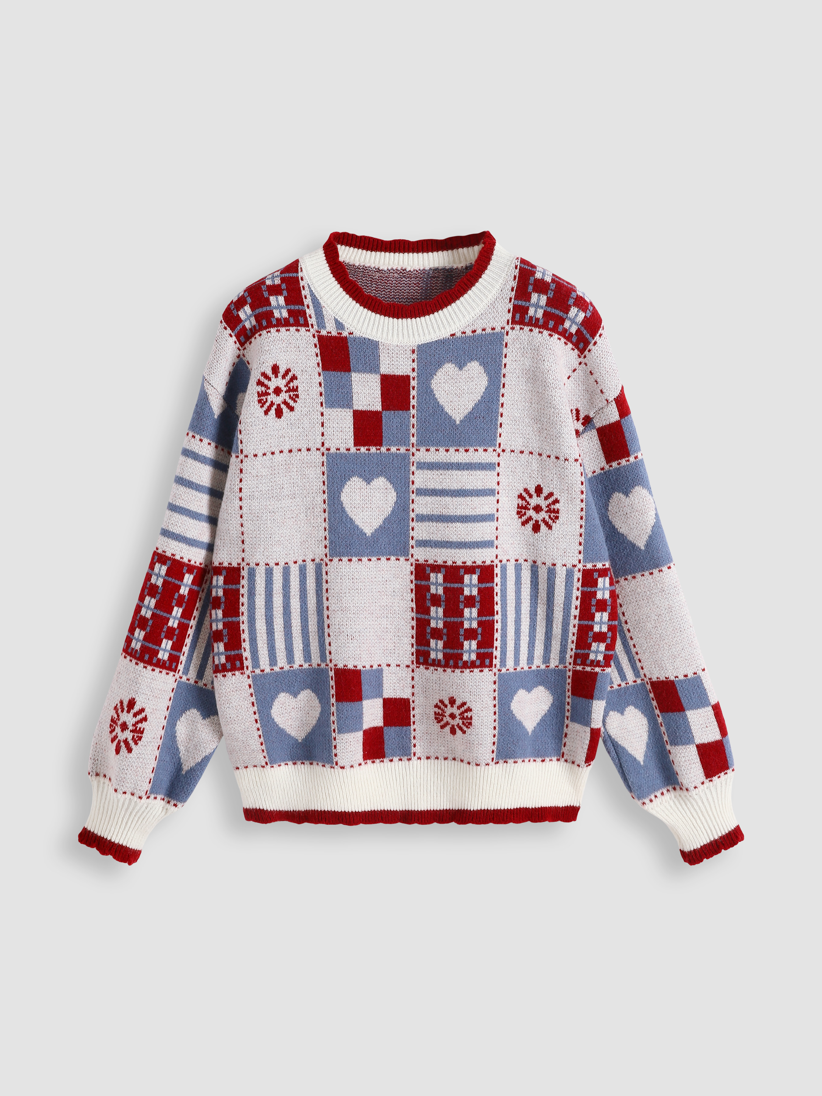 Happy X-mas Heart Firework Pattern Sweater - Cider