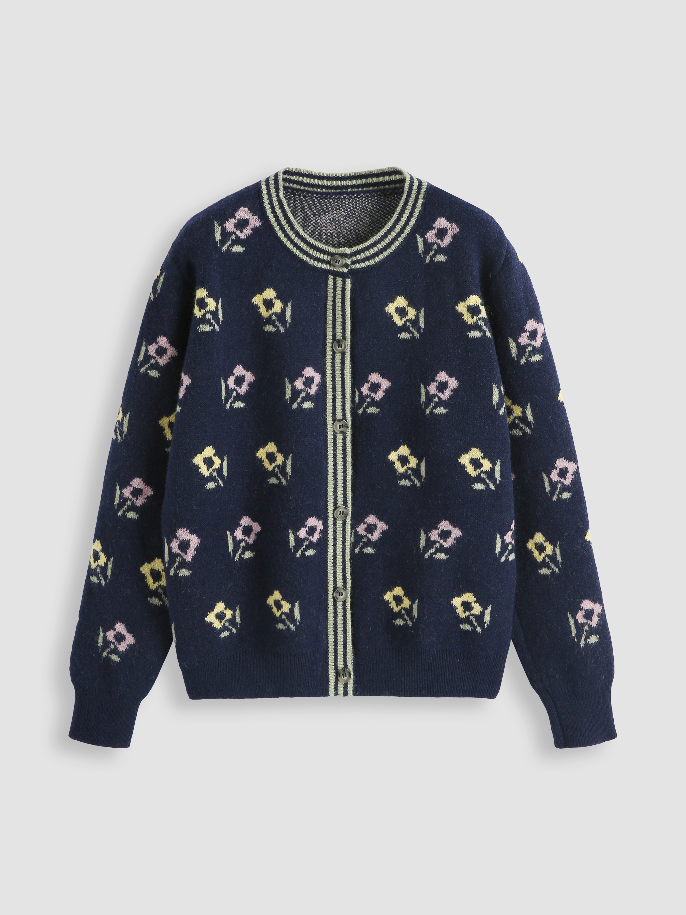 Floral Pattern Cardigan - Cider