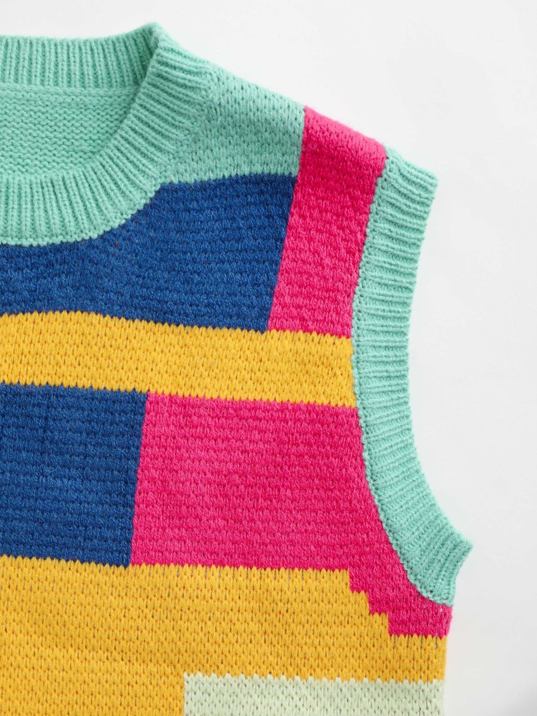 Funky Fun Colorblock Sweater Vest - Cider