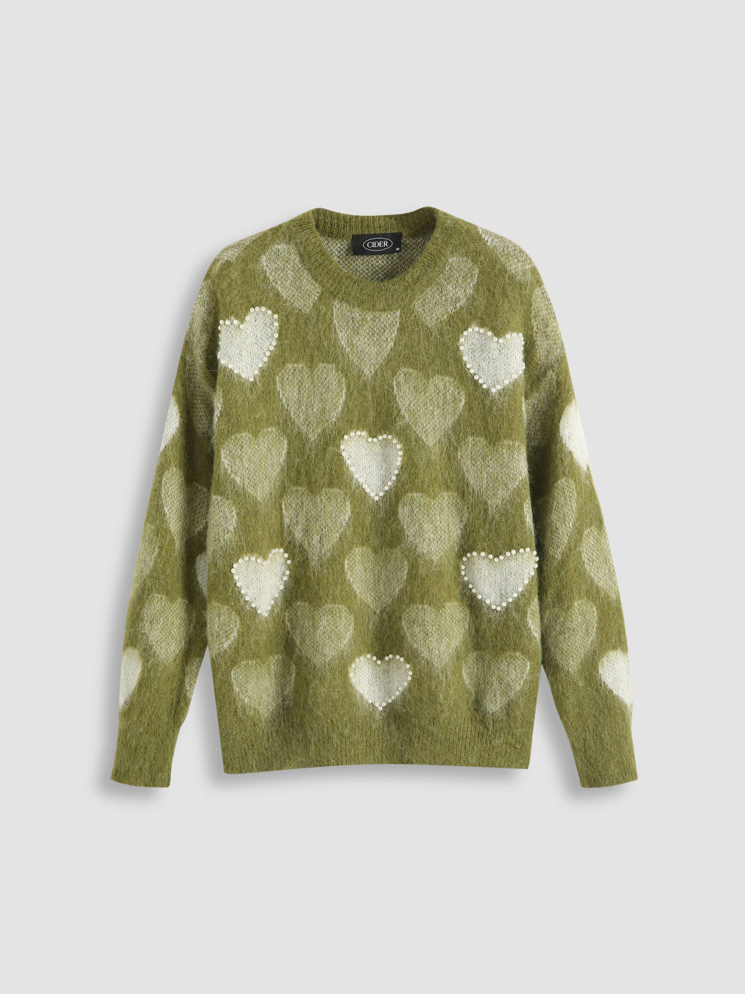 Fuzzy Heart Pattern Sweater For School Daily Casual Date Vacation