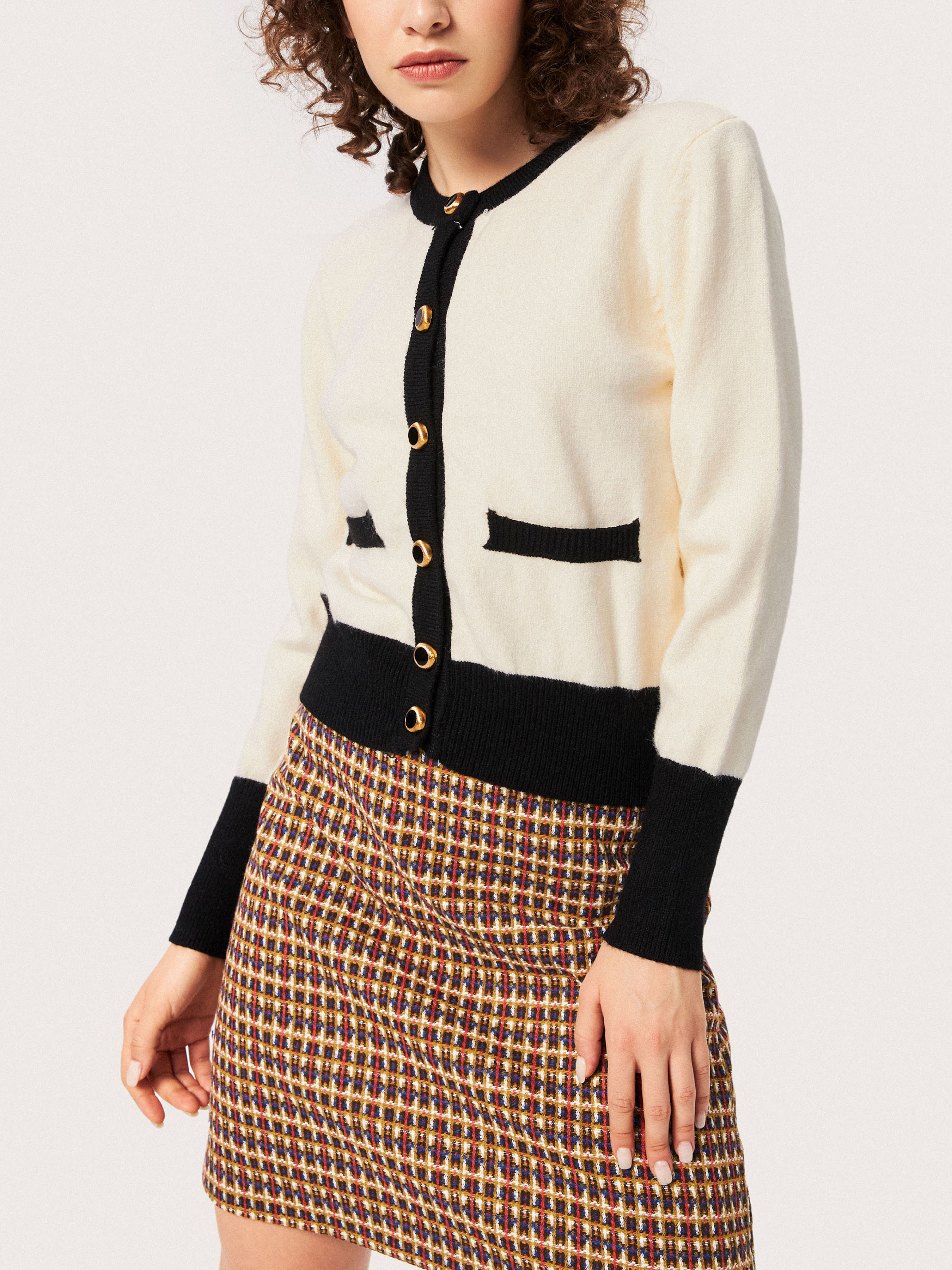 Ivory Tweed Cardigan For Daily Casual