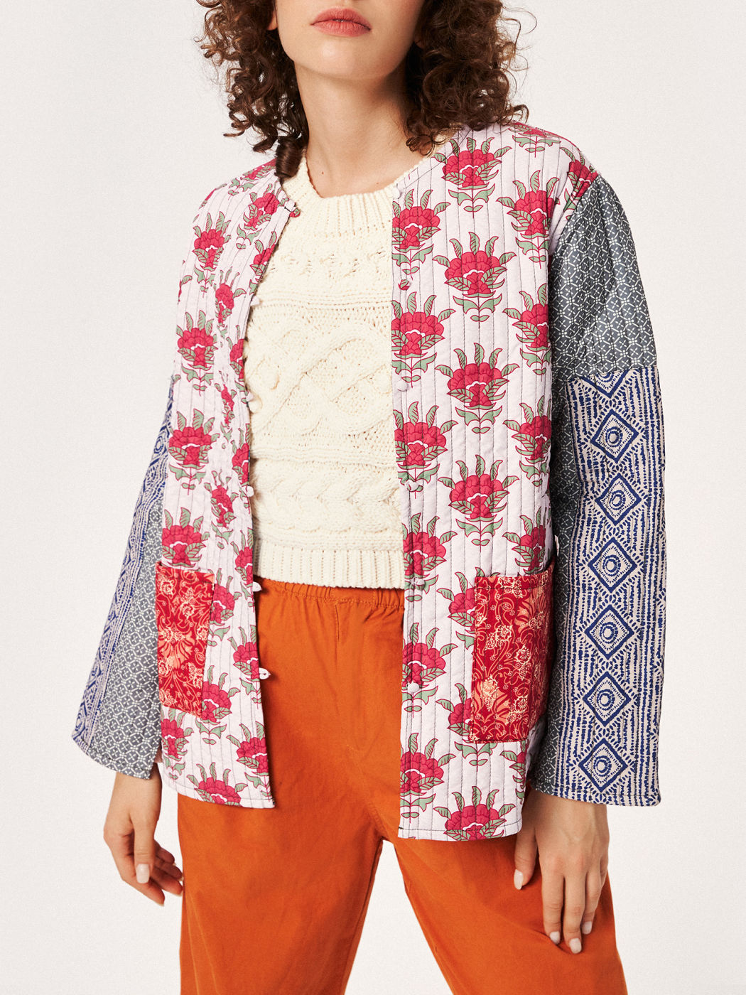 Paisley Patchy Puffer Coat - Cider