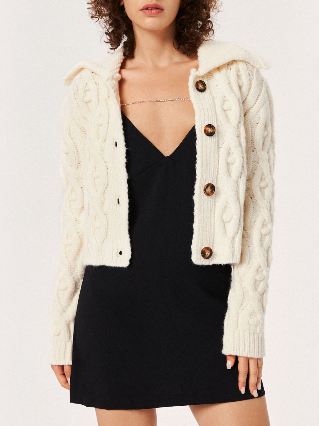 Beige Cable Knit Cardigan - Cider