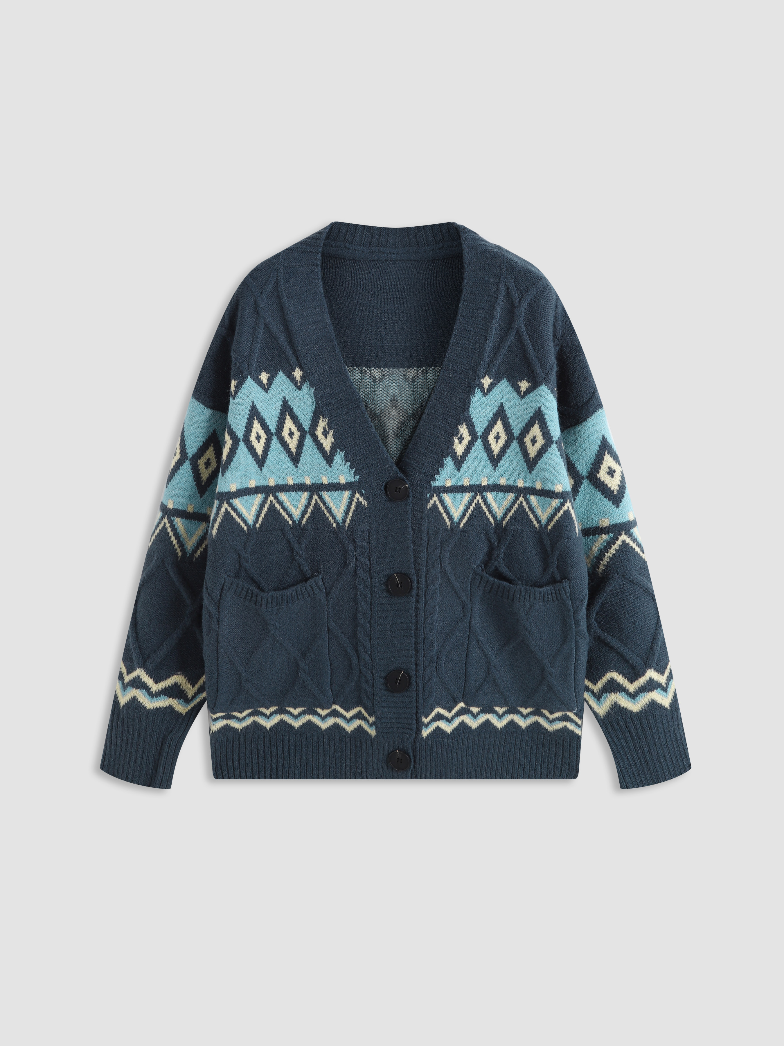 Argyle Texture Cardigan For School Daily Casual