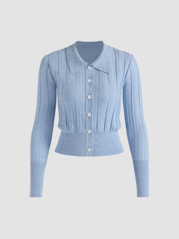 Solid Button Up Sweater - Cider