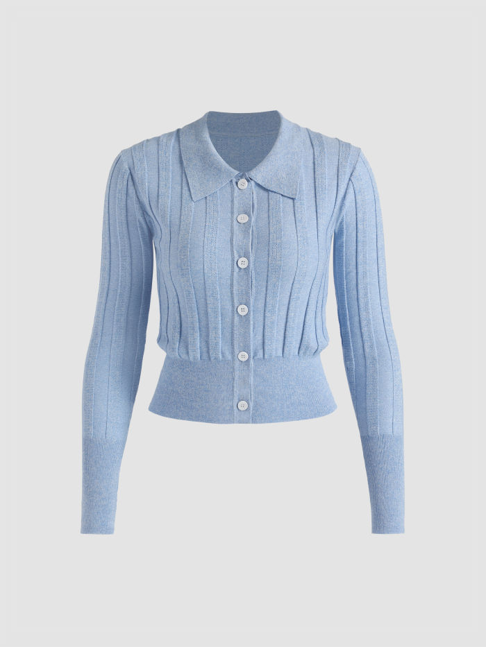 Solid Button Up Sweater - Cider