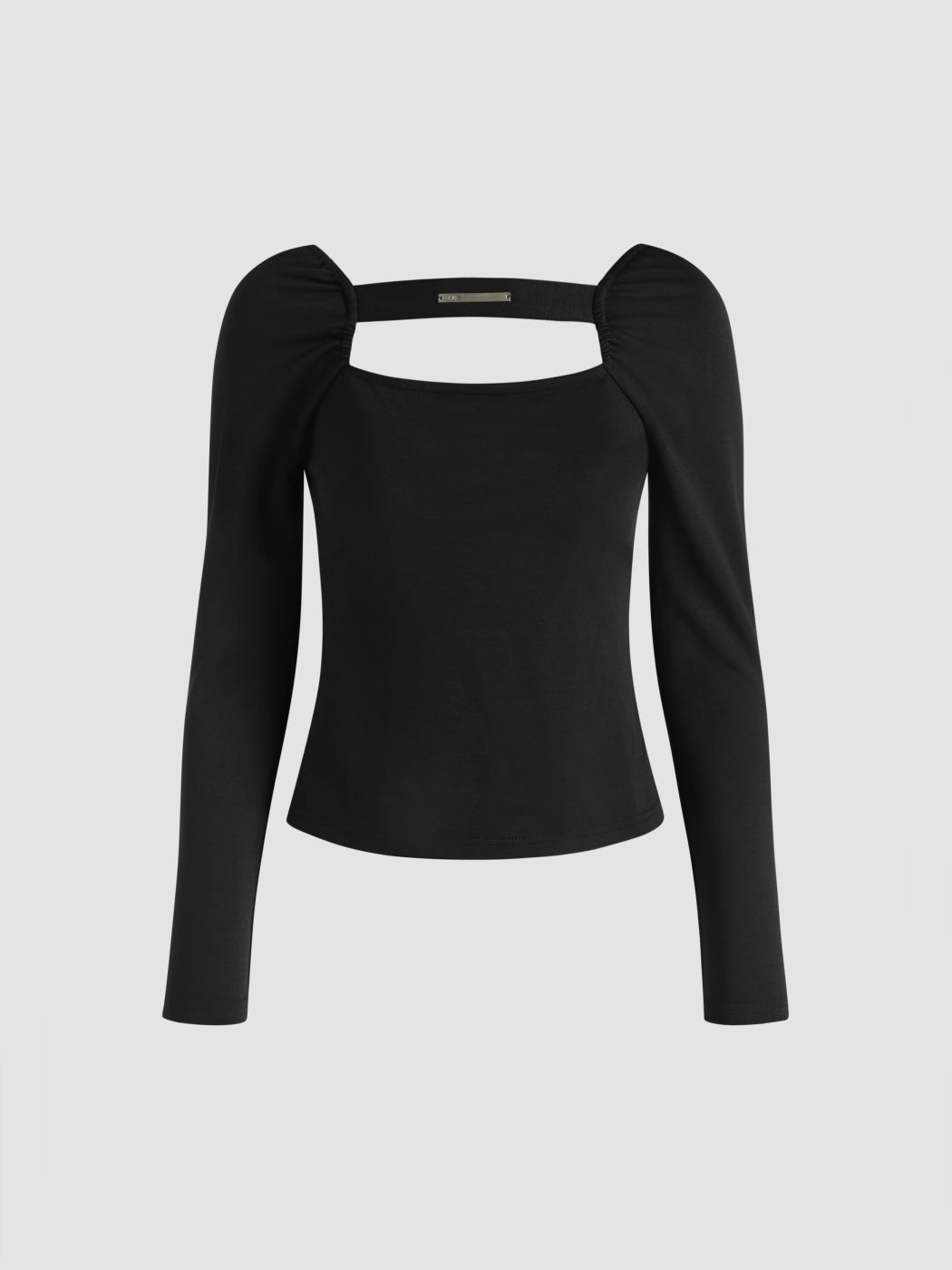 Solid Black Wide Neckline Top