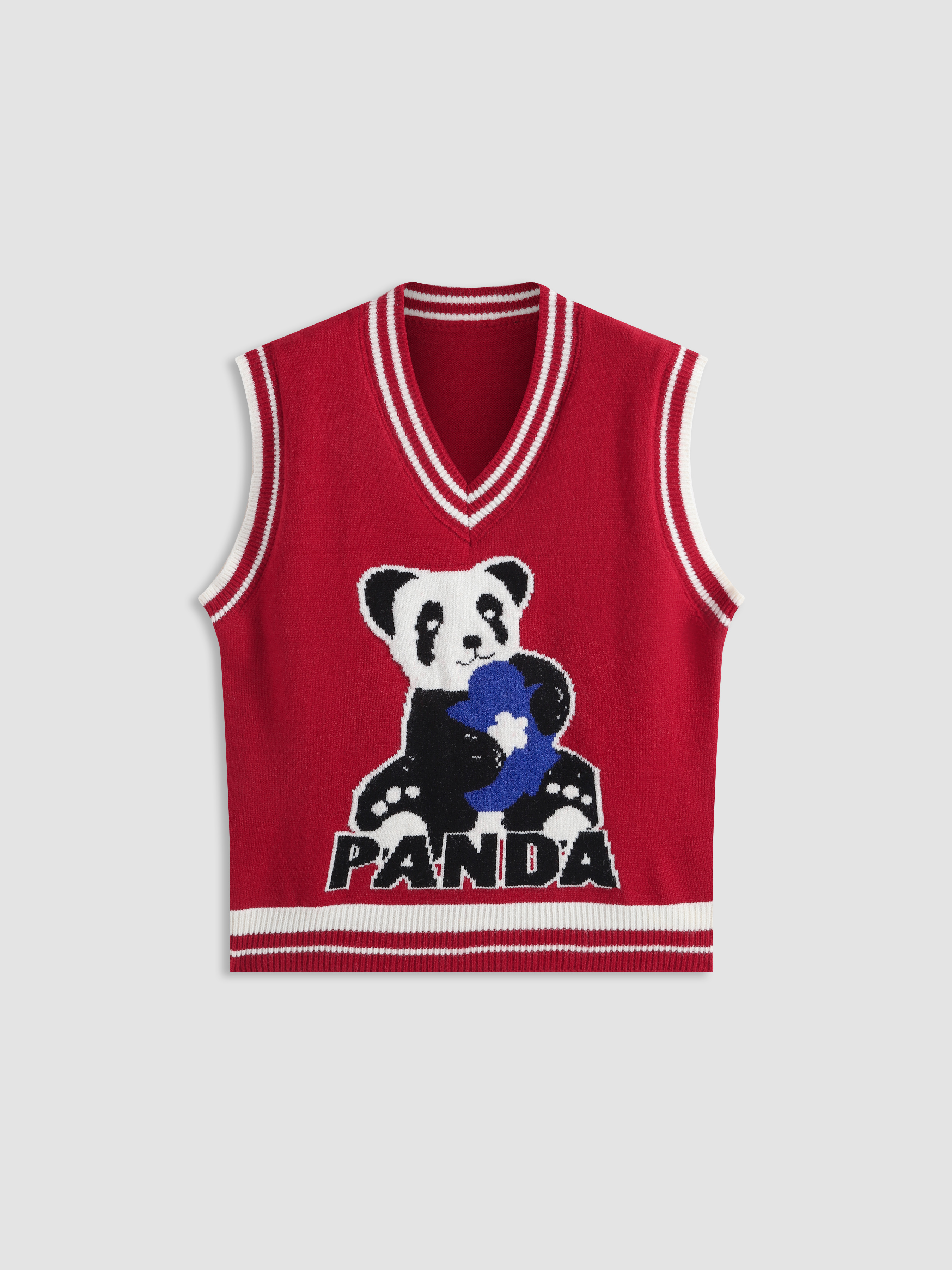 Panda Print Knit Vest - Cider