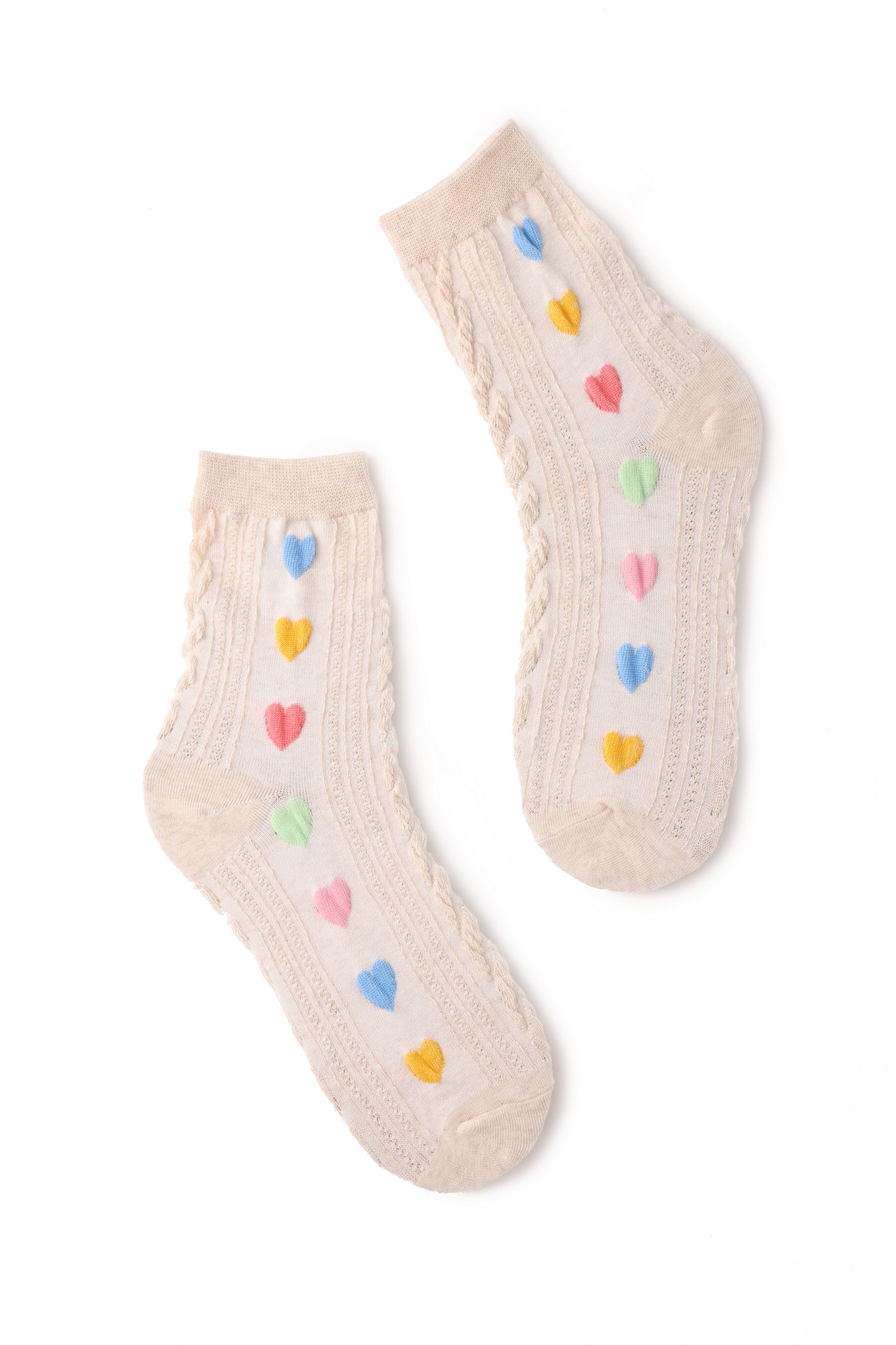 Colorful Heart Texture Socks - Cider