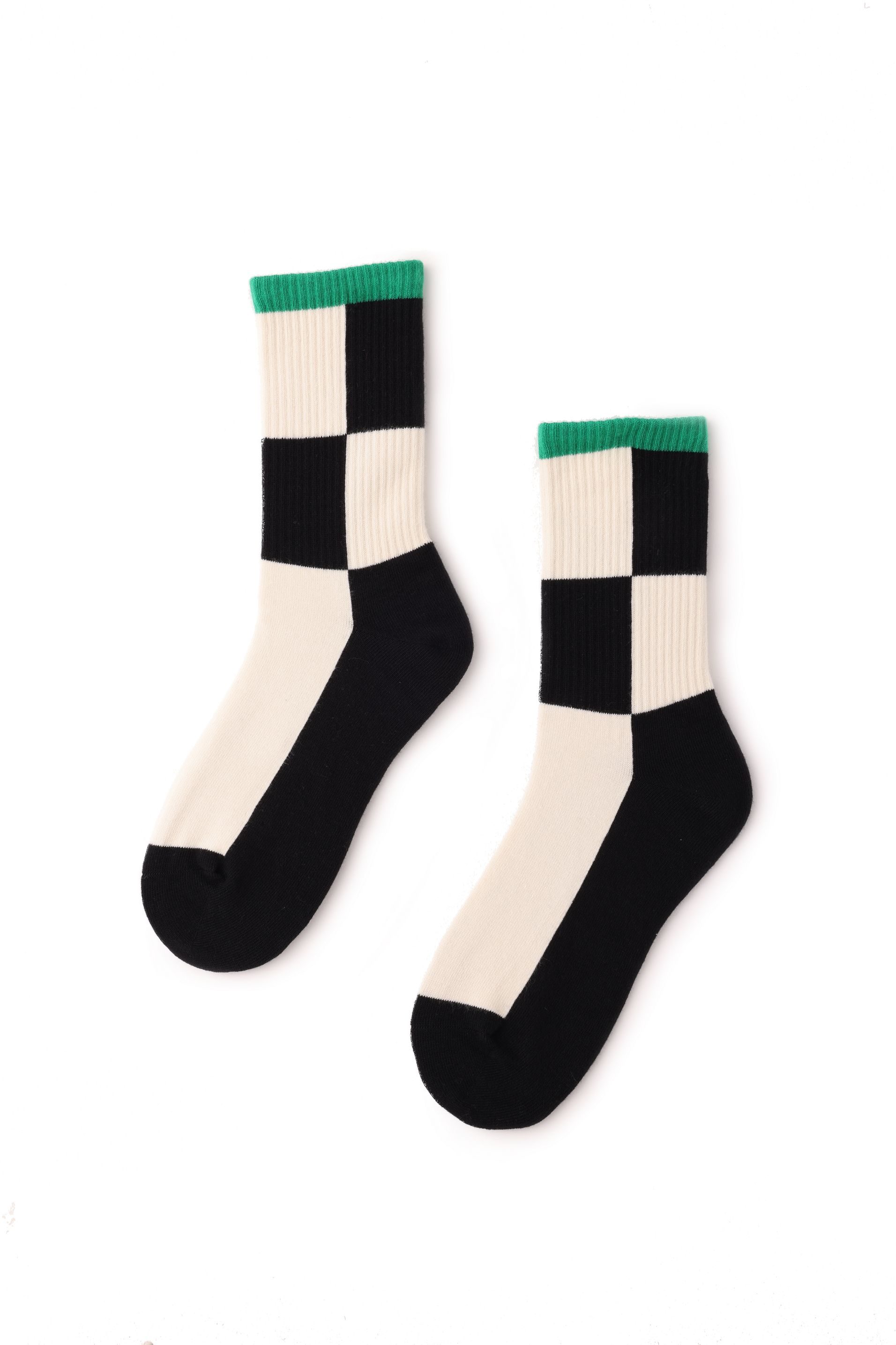 Contrasting Checkerboard Socks - Cider