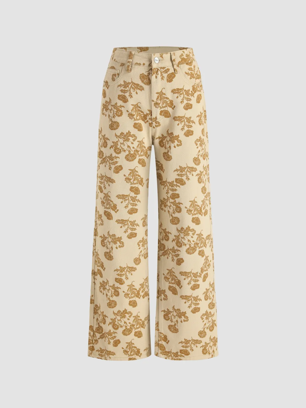 Denim Retro Rose Print Jeans - Cider