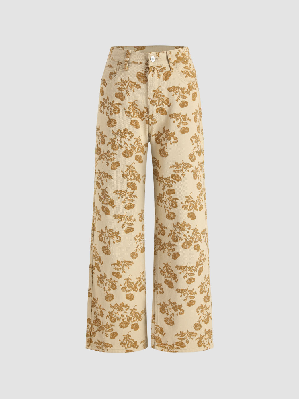 Denim Retro Rose Print Jeans For Daily Casual Date Exhibition Coffee ...
