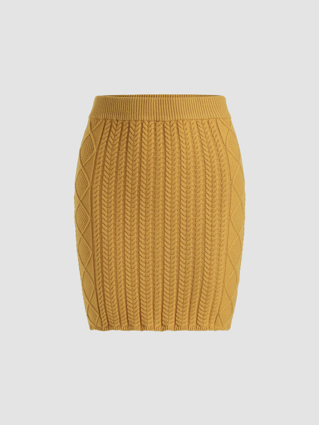 Cable Knit Bodycon Skirt - Cider