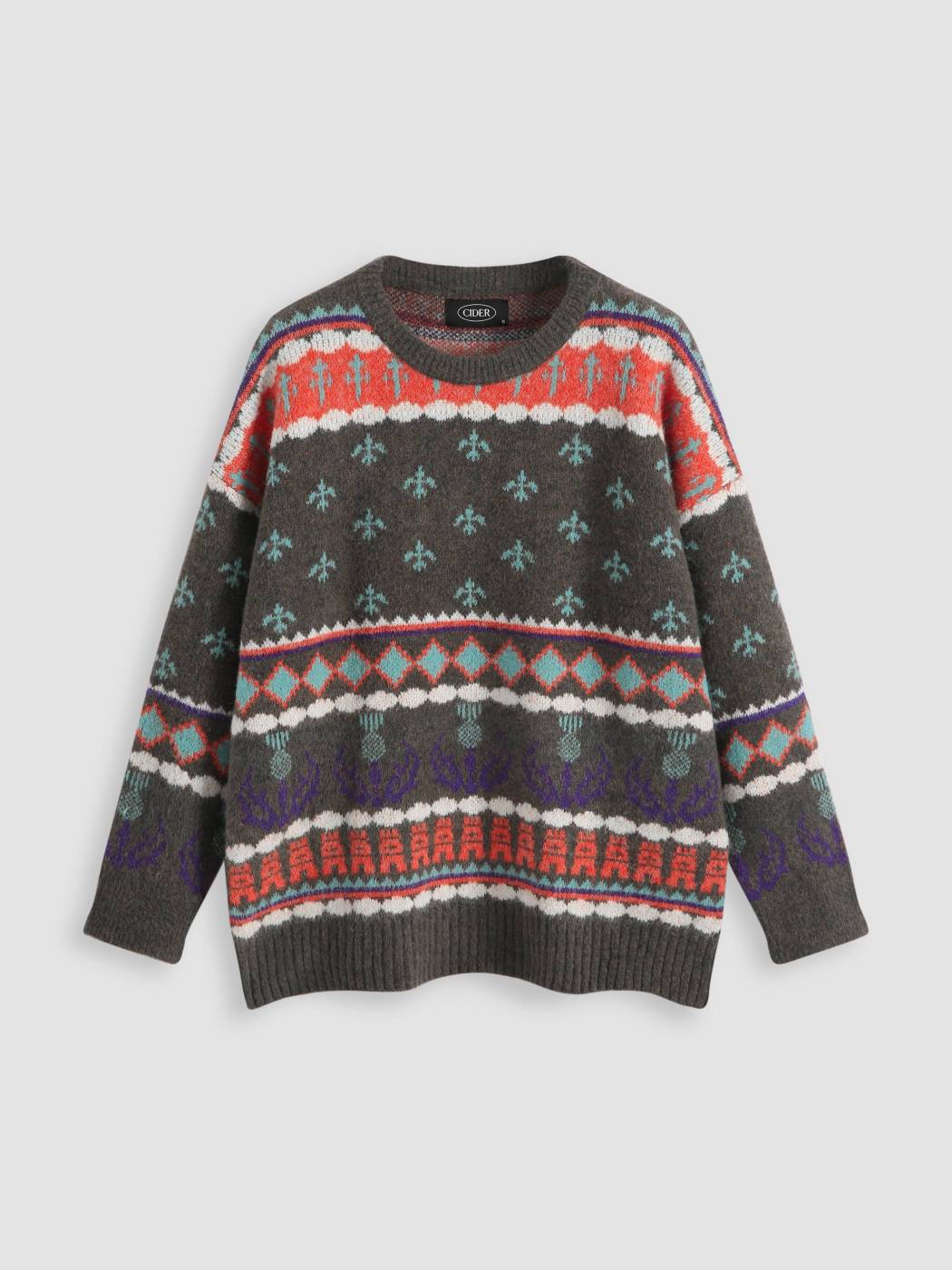 Grey Striped Knit Sweater - Cider