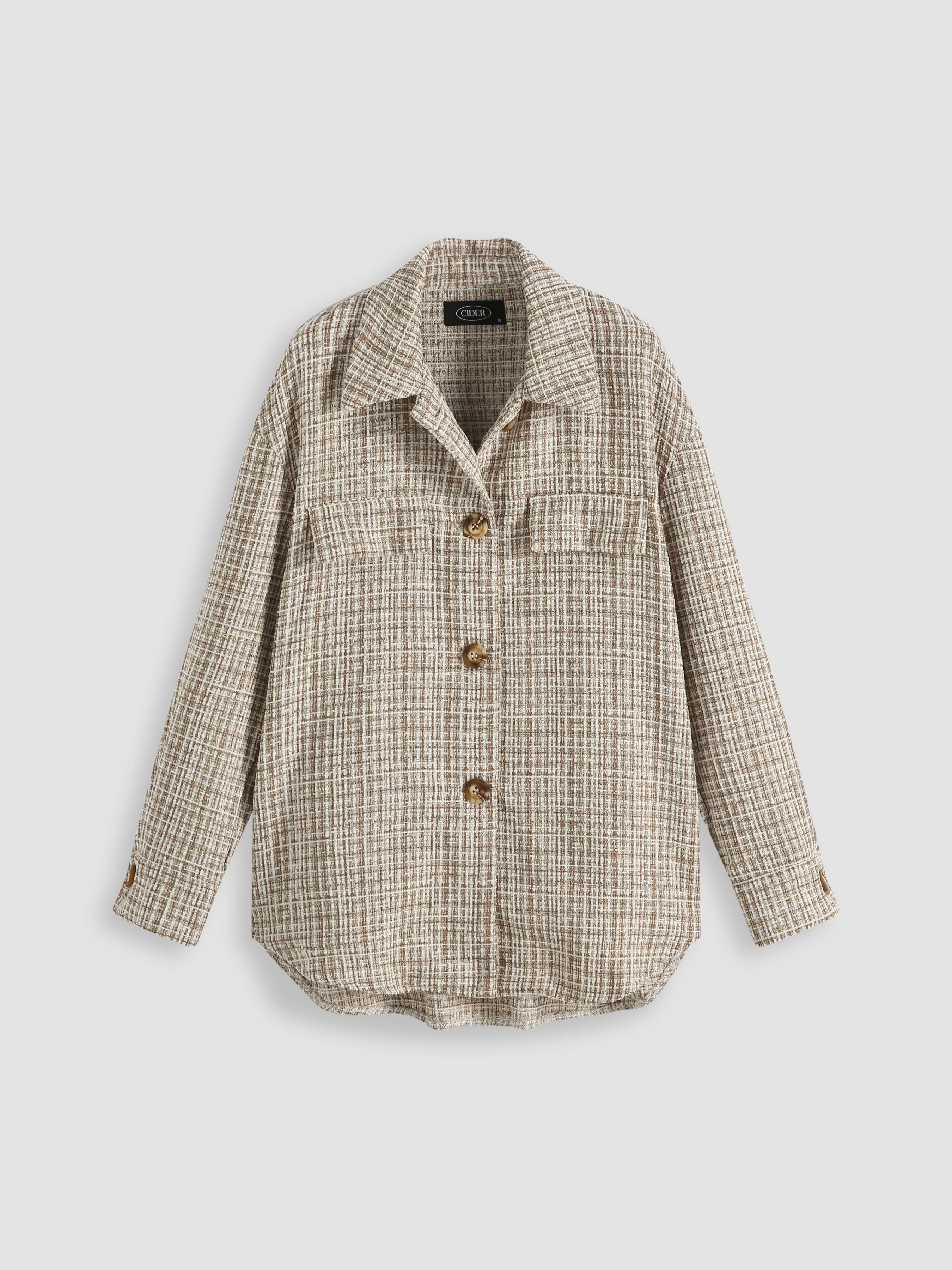Tweed Button Up Coat - Cider