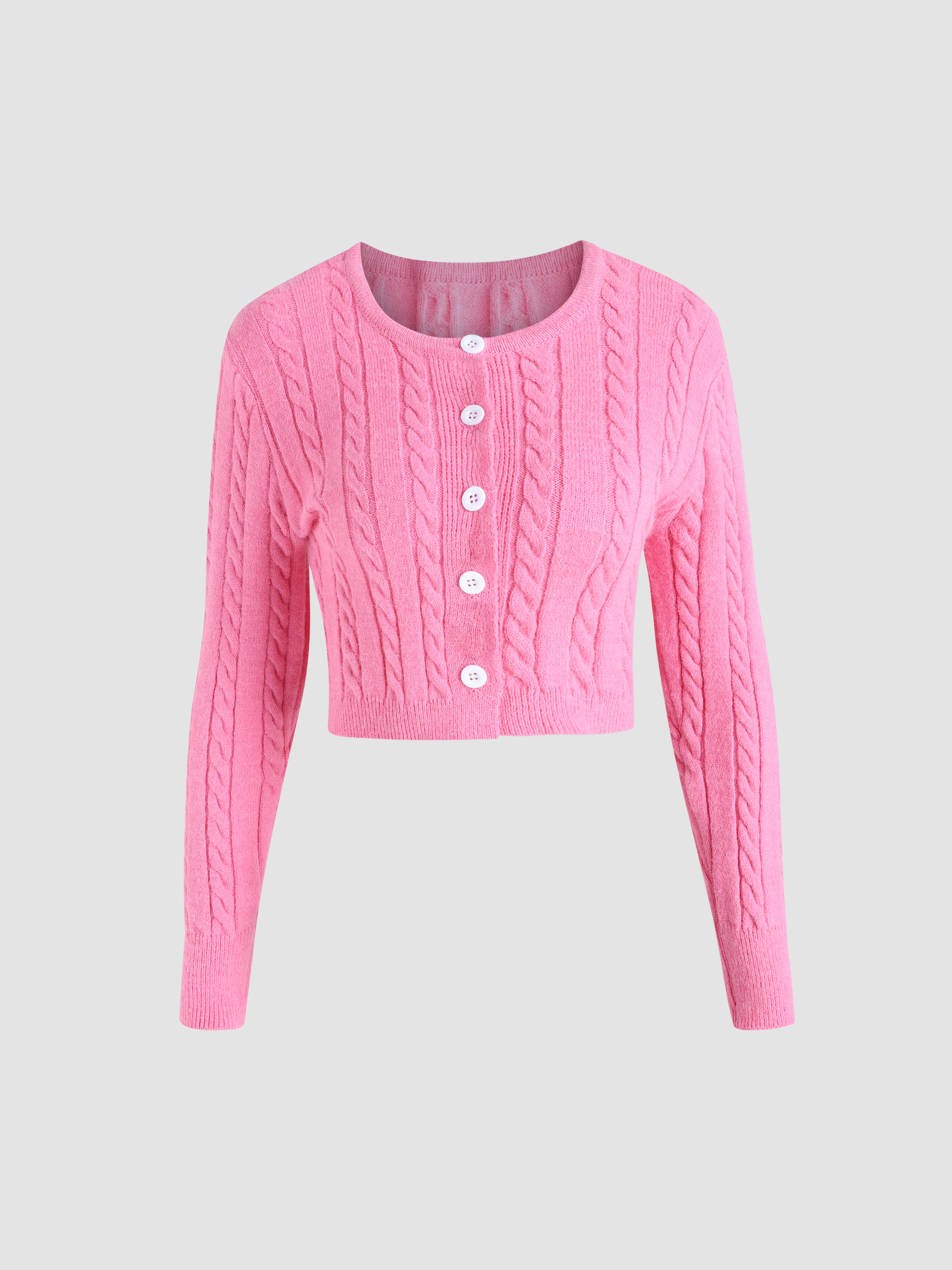 Solid Cable Knit Cardigan - Cider