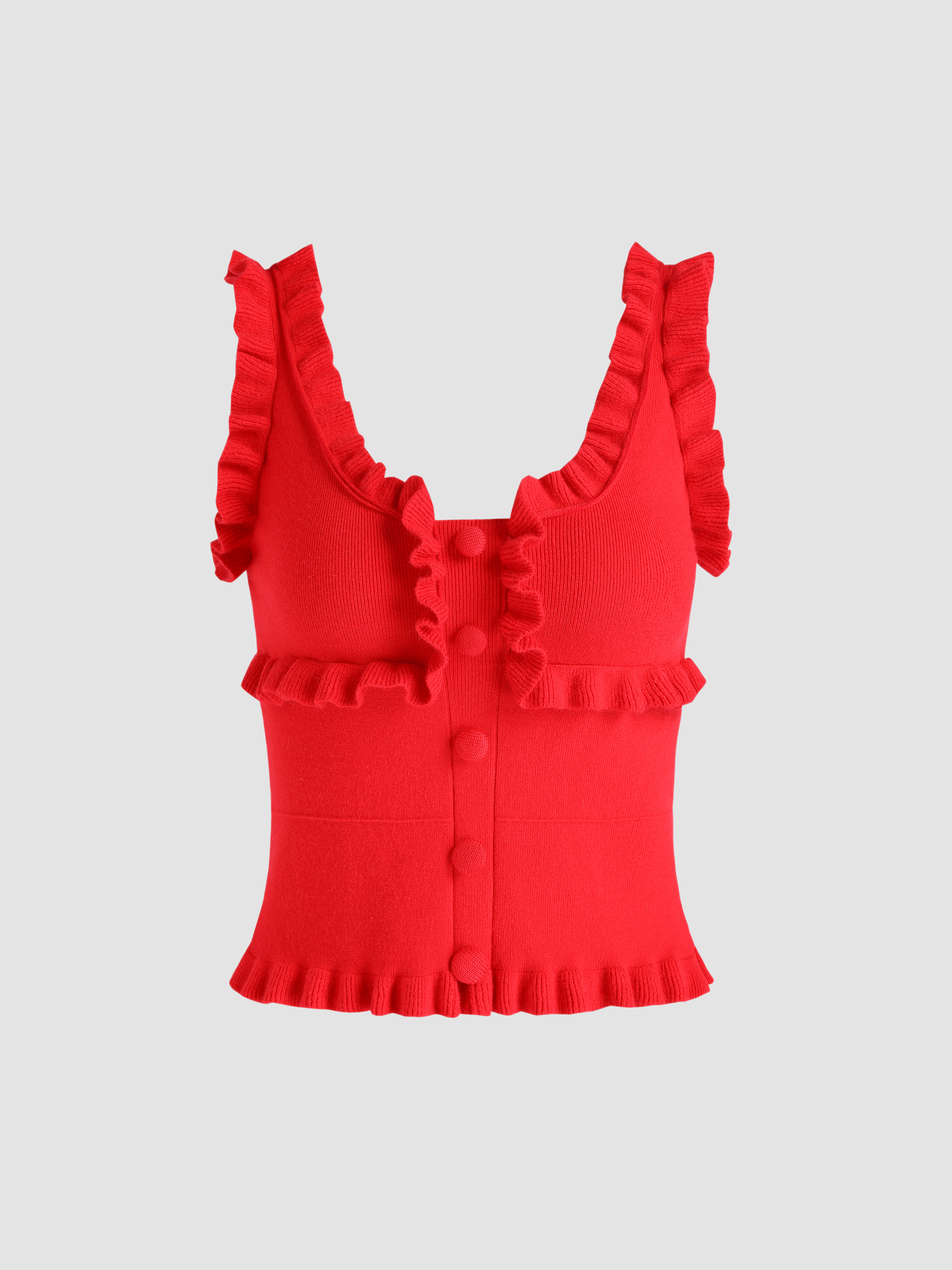 Solid Ruffle Tank Top For Coffee Shop Exhibition Music Festival/Live ...