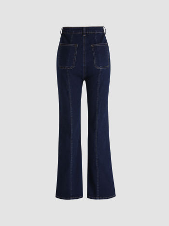 Corduroy Patchy Flared Jeans - Cider