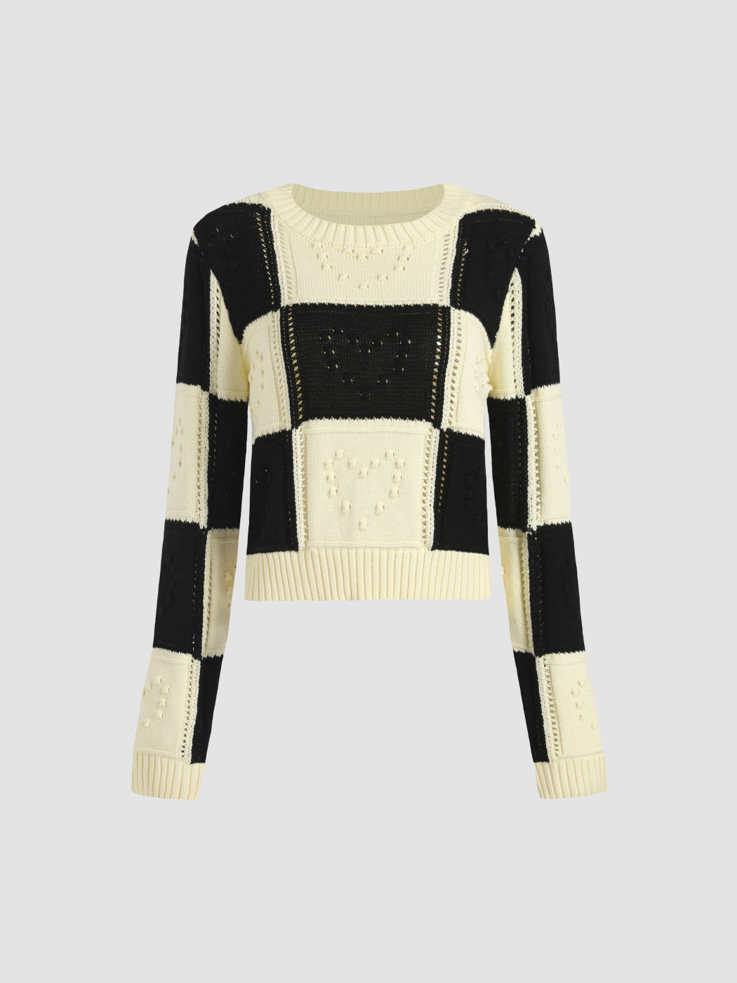 Checker Board Heart Sweater For School Daily Casual Exhibition