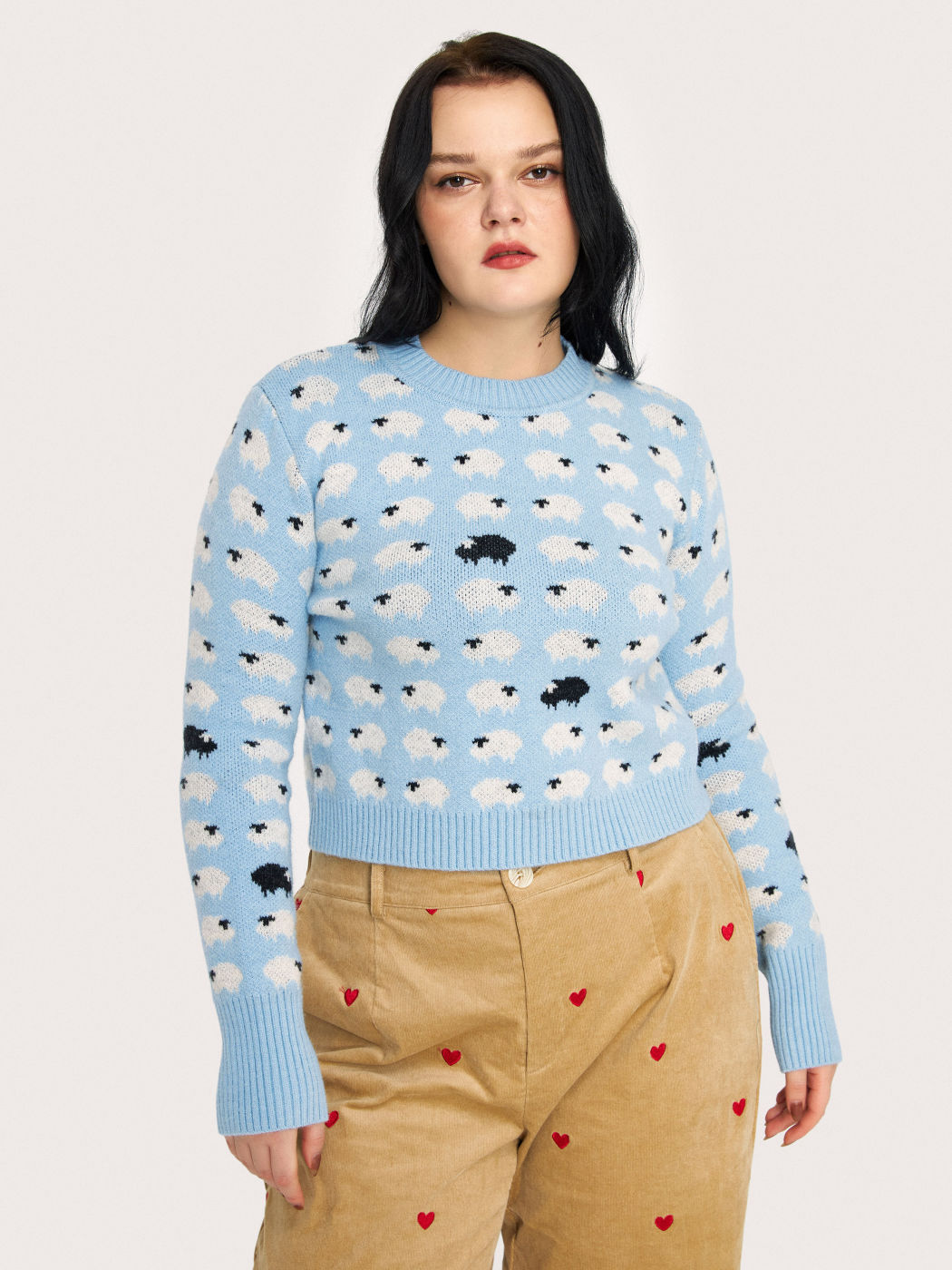 Curve & Plus Count Sheep Stripe Sweater - Cider