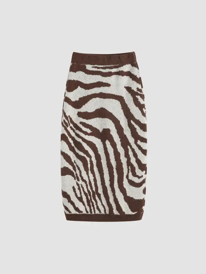 zebra print split skirt