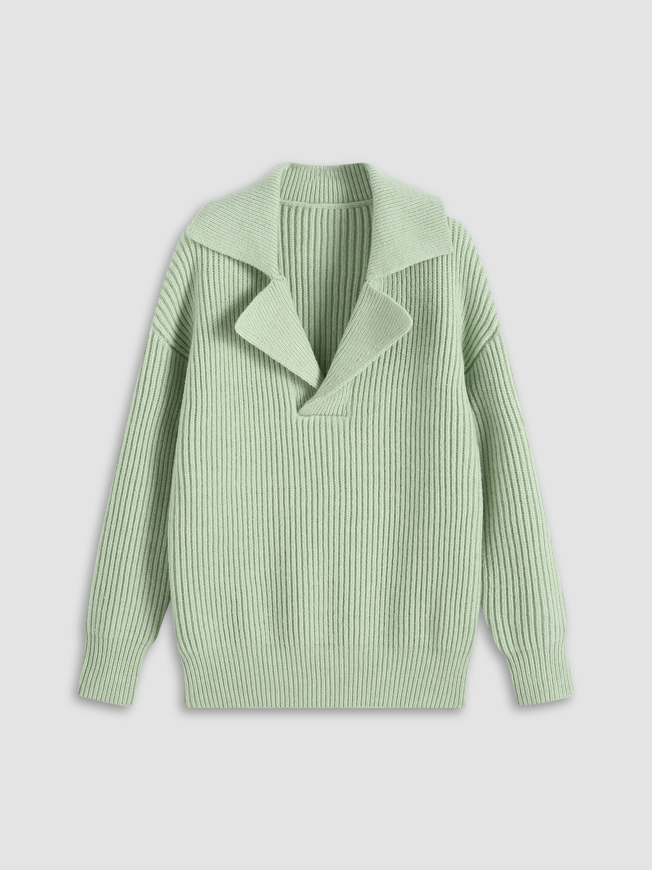 Solid Rib-knit Sweater For Daily Casual