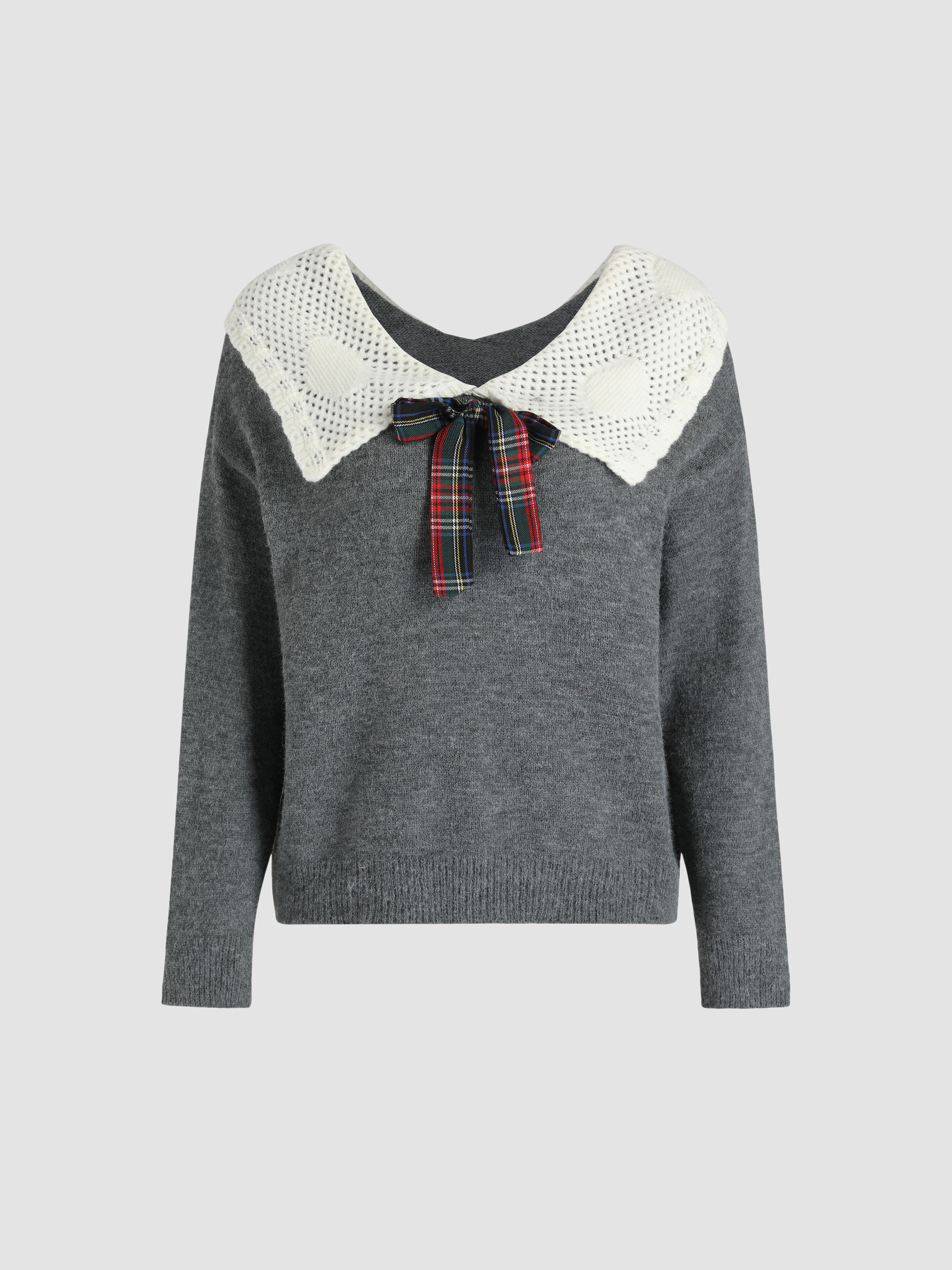 Bowknot Long Sleeve Sweater - Cider