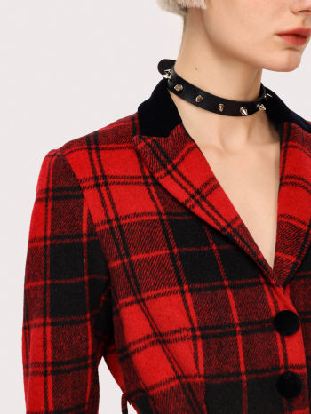 So Over It Red Tartan Blazer For Date Exhibition Coffee Shop