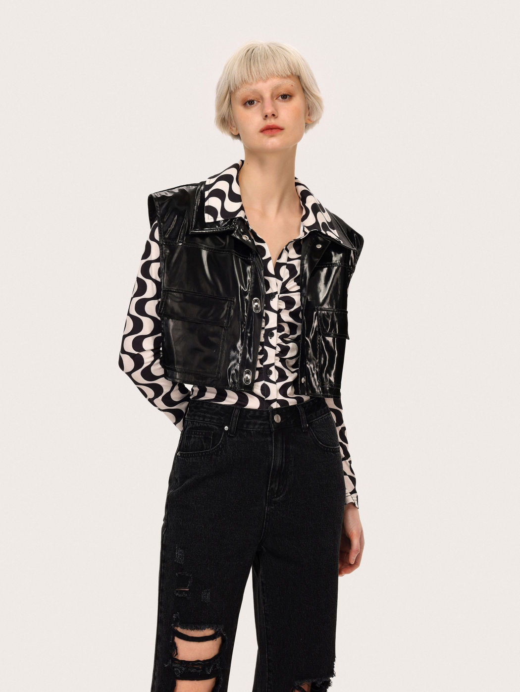 Rock Rebel Cropped Faux Leather Vest For Music Festival/Live House ...