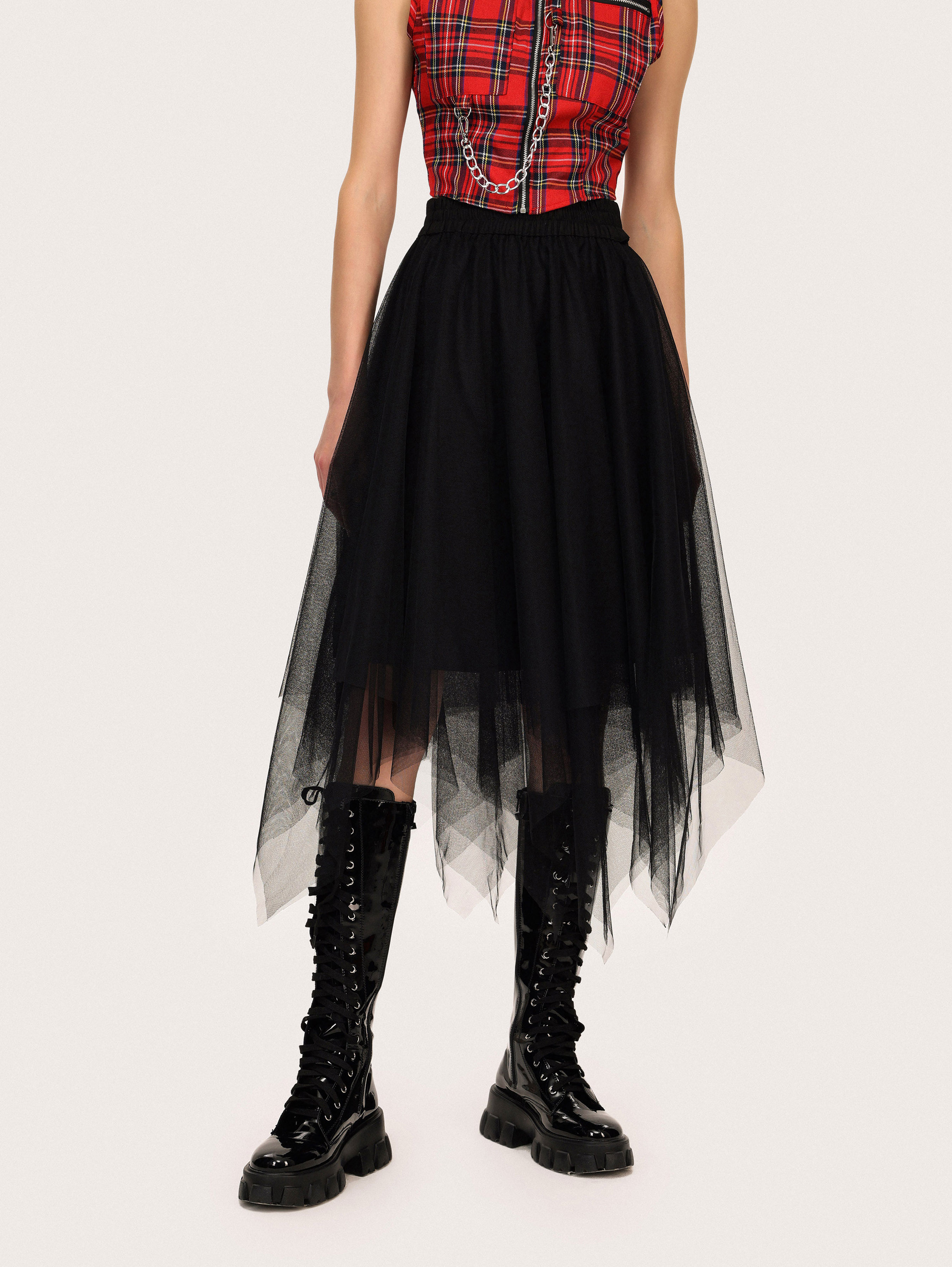 Solid Tulle Midi Skirt - Cider