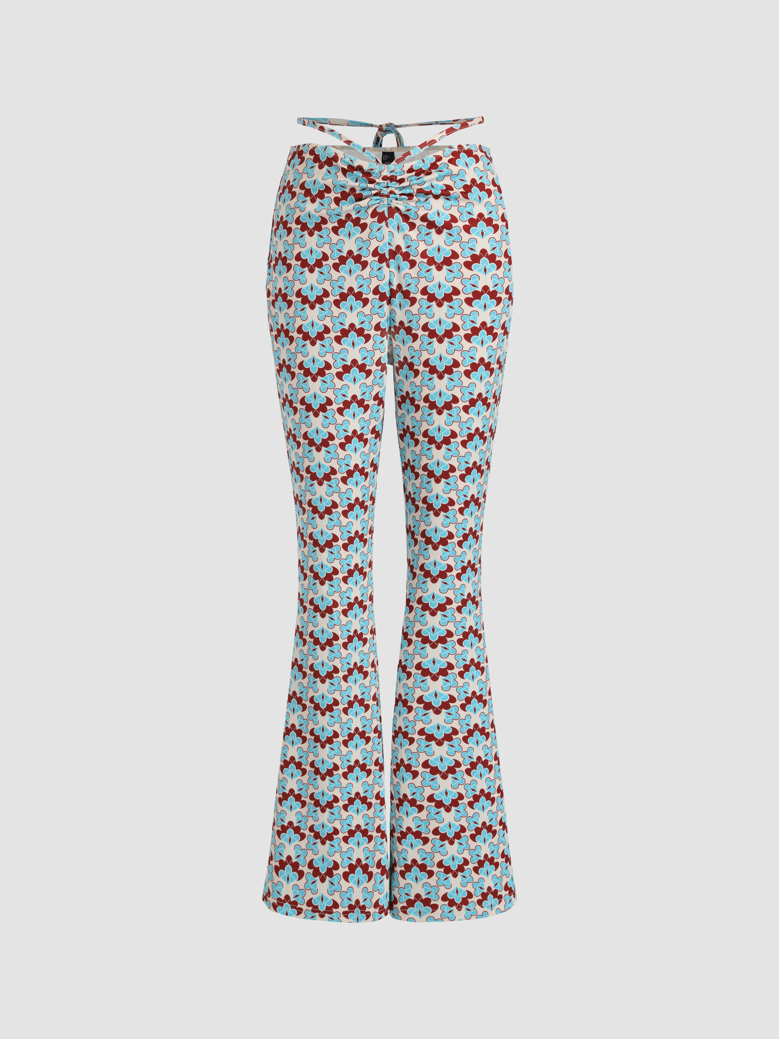 Floral All Over Print Trousers For Daily Casual Date