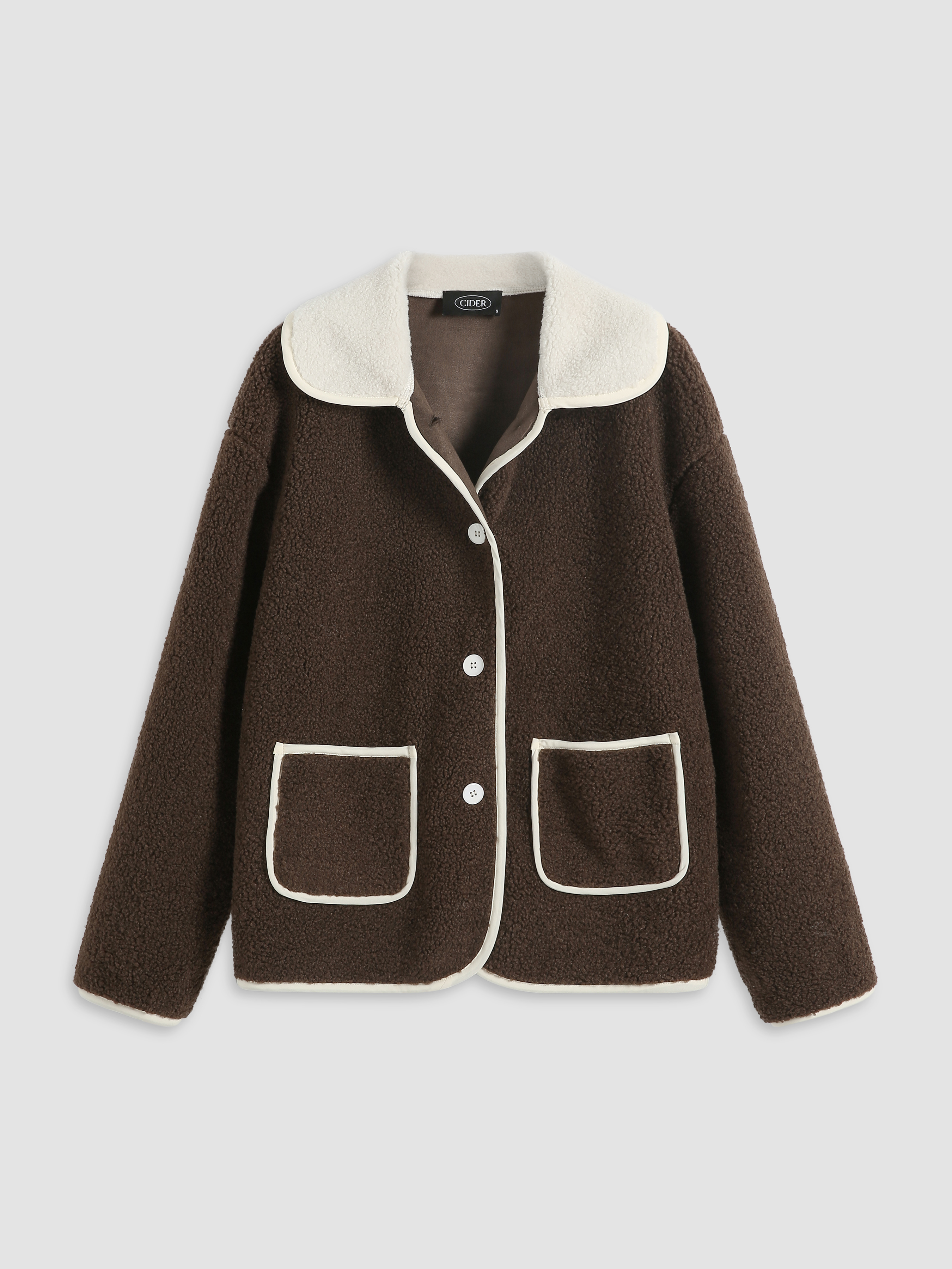 Stitching Patchy Pocket Coat For School Daily Casual Exhibition