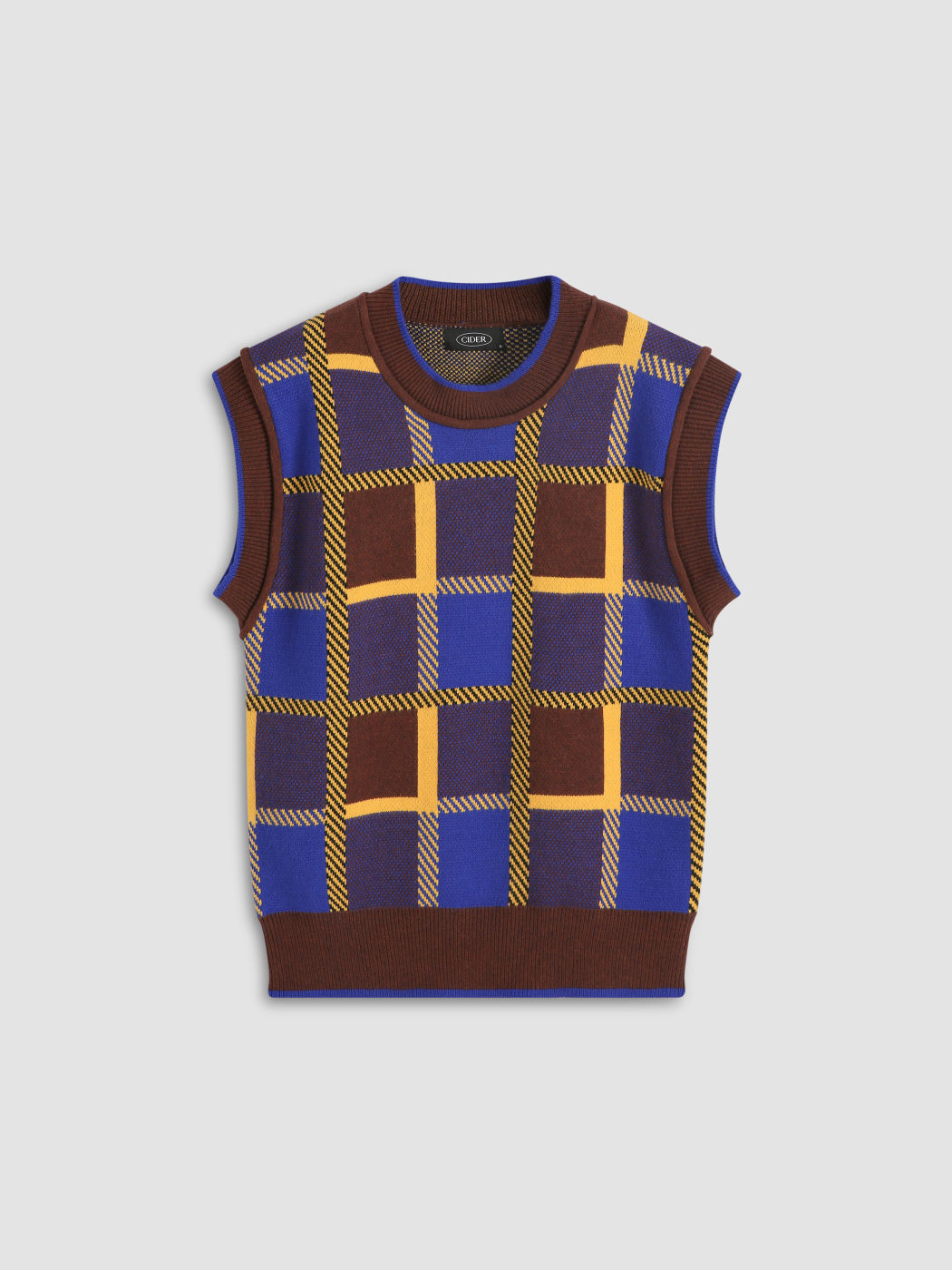 Knit Fabric Check Pattern Knit Vest For Outdoor Coffee Shop Daily ...