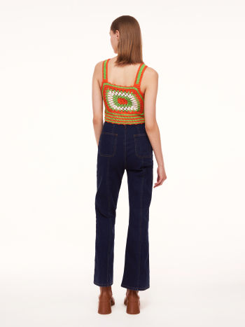 Corduroy Patchy Flared Jeans - Cider