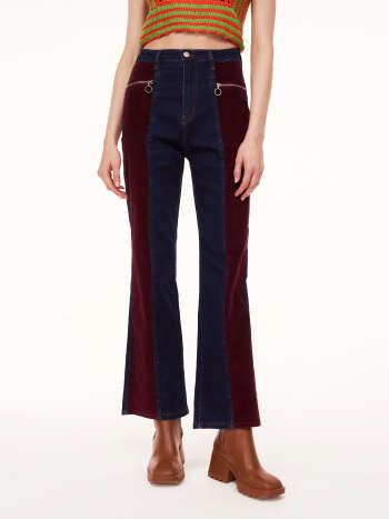 Corduroy Patchy Flared Jeans - Cider