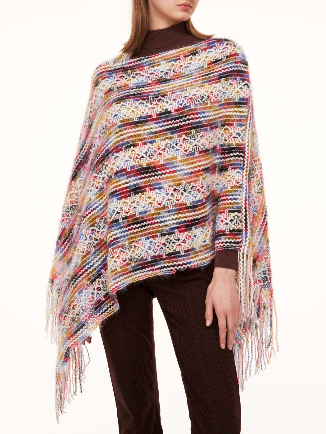 Stripe Cape Top With Tassels For Daily Casual