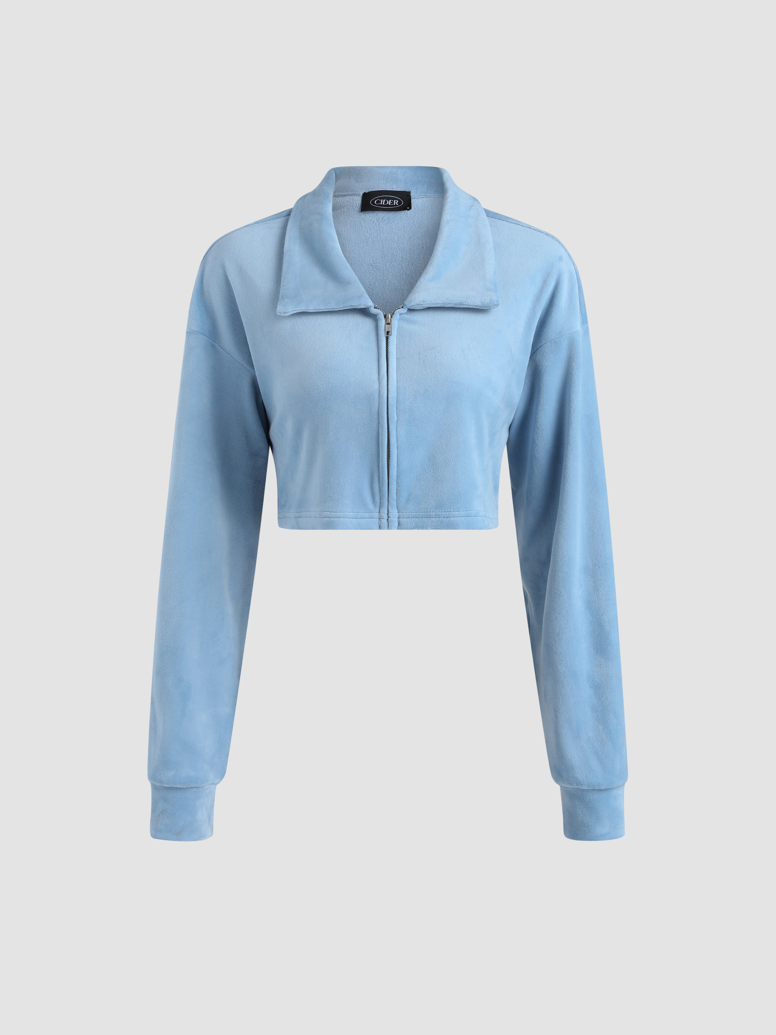 Sky Blue Zipper Jacket For Daily Casual Gym/Sports