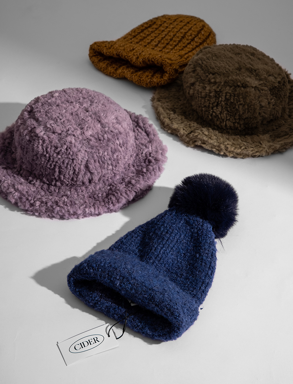 Blue Fuzzy Ball Hat - Cider